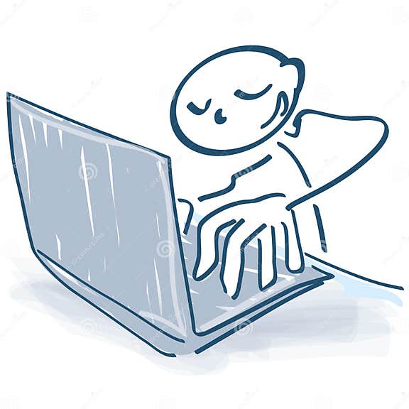 Stick Figure at the Computer Stock Vector - Illustration of ...