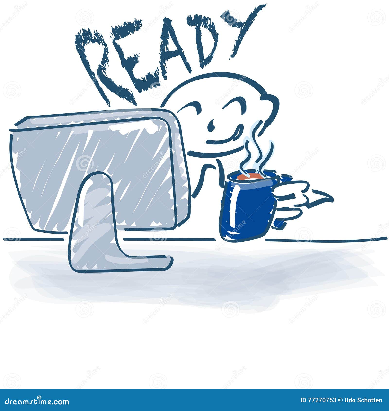 Stick Figure at the Computer and the Work is Done Stock Vector ...