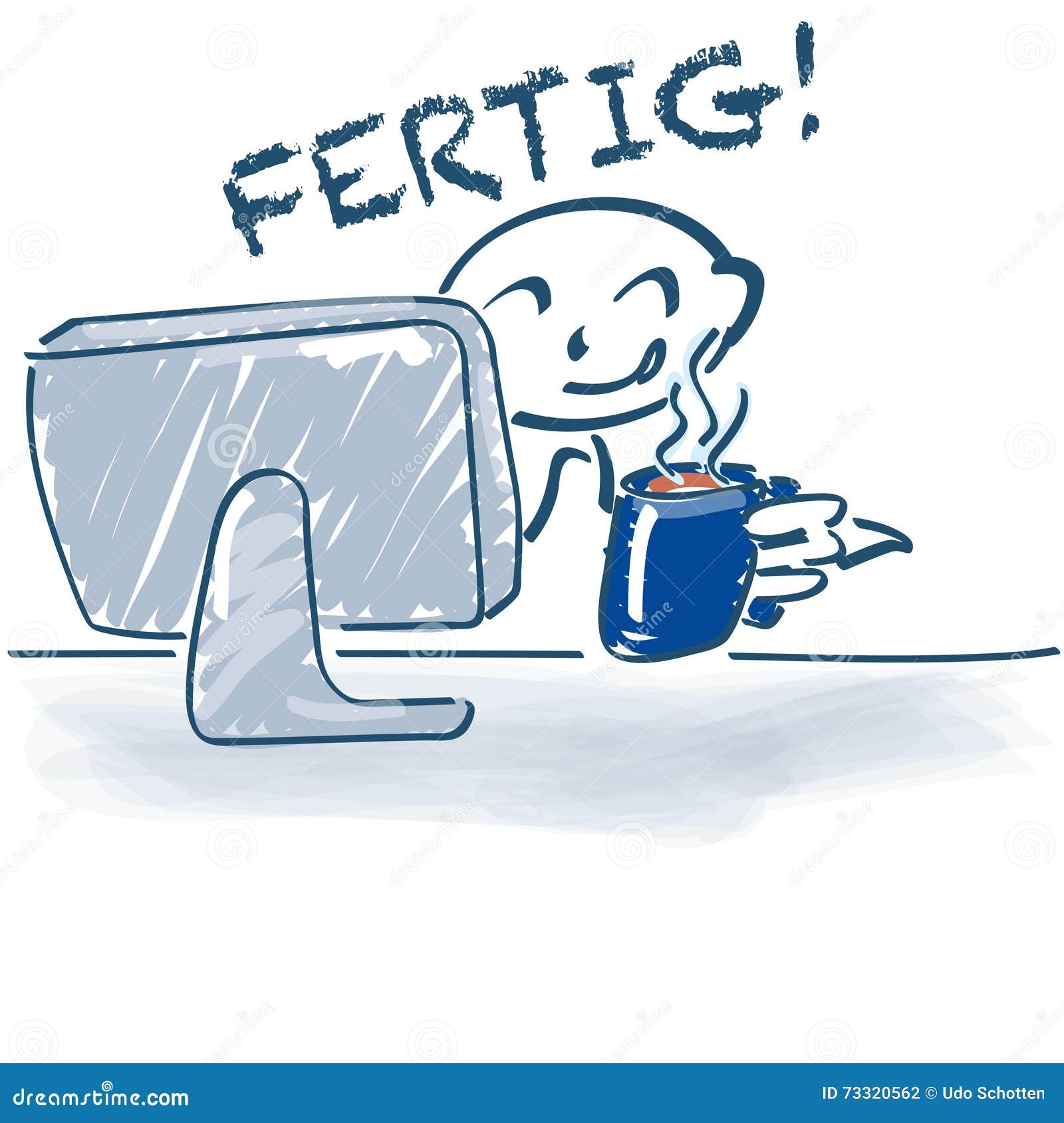 Stick Figure at the Computer and the Work is Done Stock Vector ...