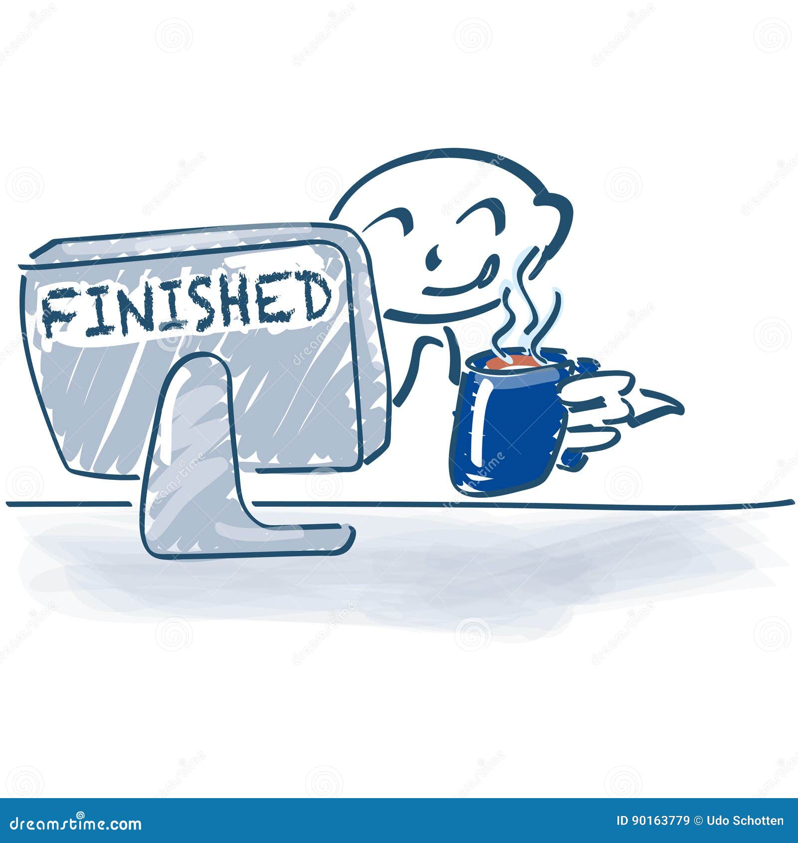 Stick Figure at the Computer and the Work is Finished Stock Vector ...