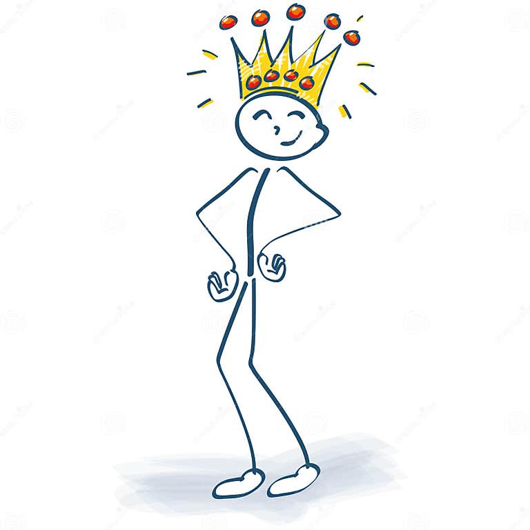 Stick Figure with Crown and Customer King Stock Vector - Illustration ...