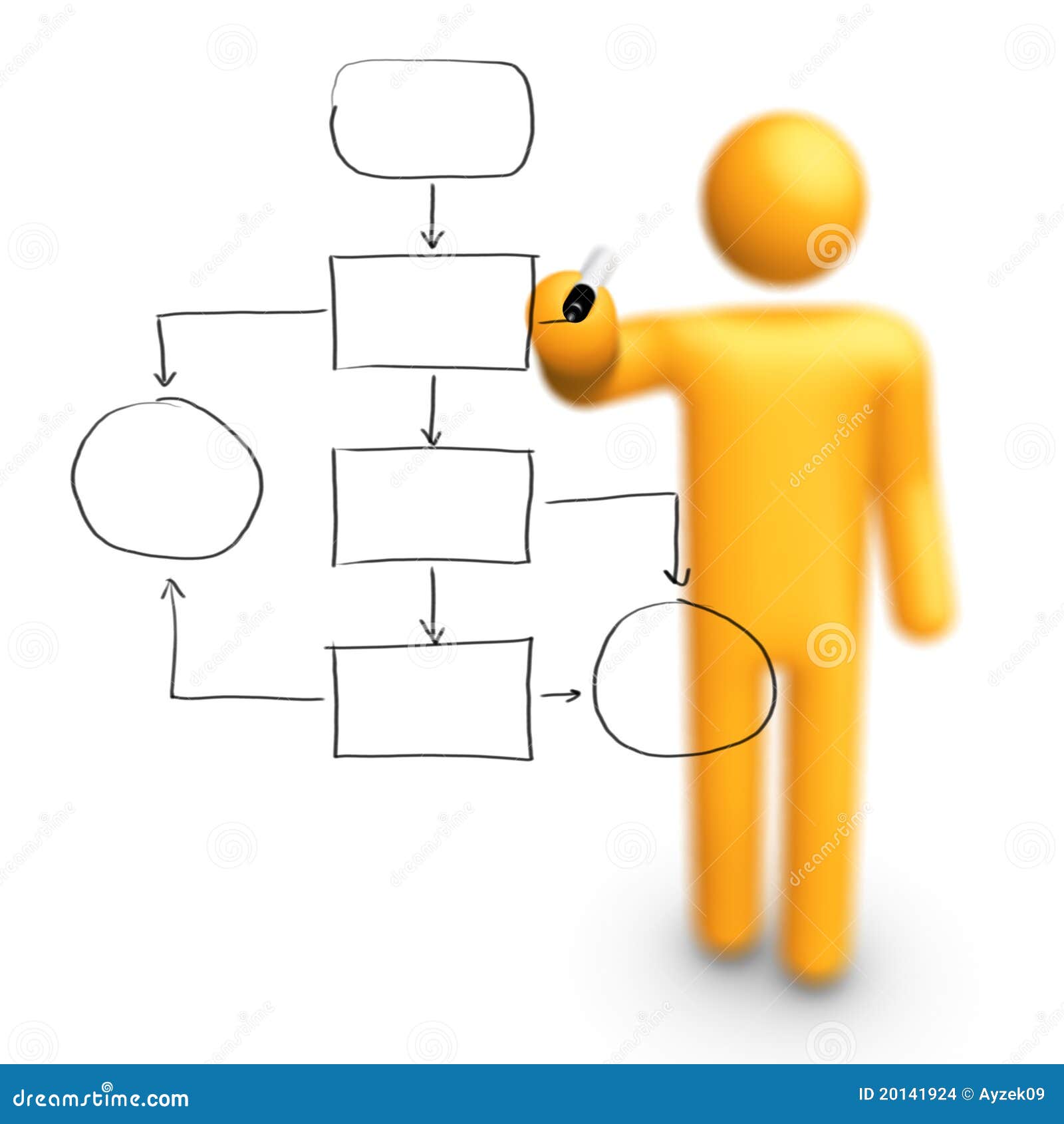 Stick Figure Drawing Empty Flow Chart Stock Images - Image: 20141924