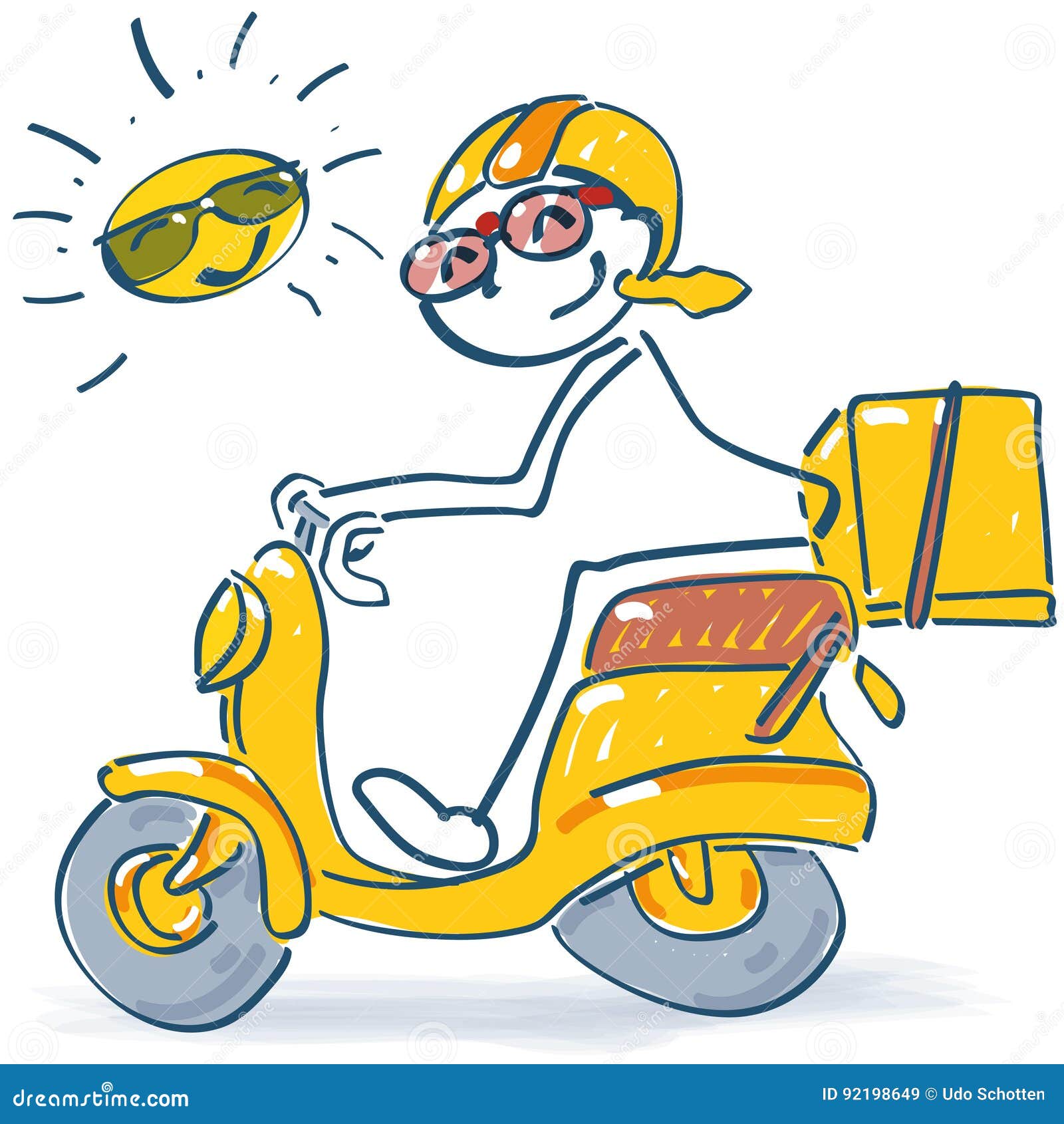 Stick Figure Driving in the Summer with the Scooter Stock Vector ...