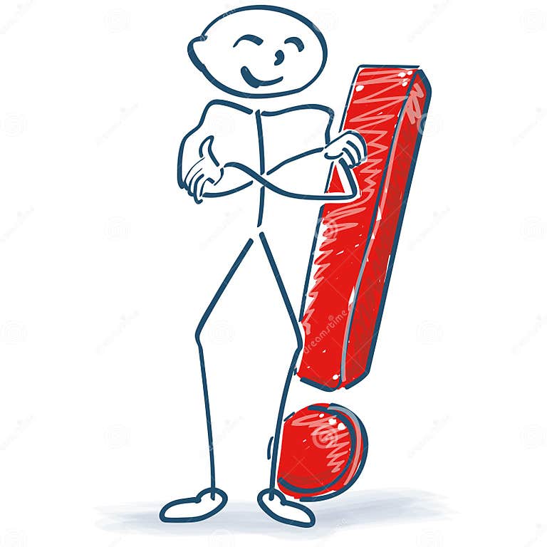 Stick Figure with Exclamation Mark Stock Vector - Illustration of ...