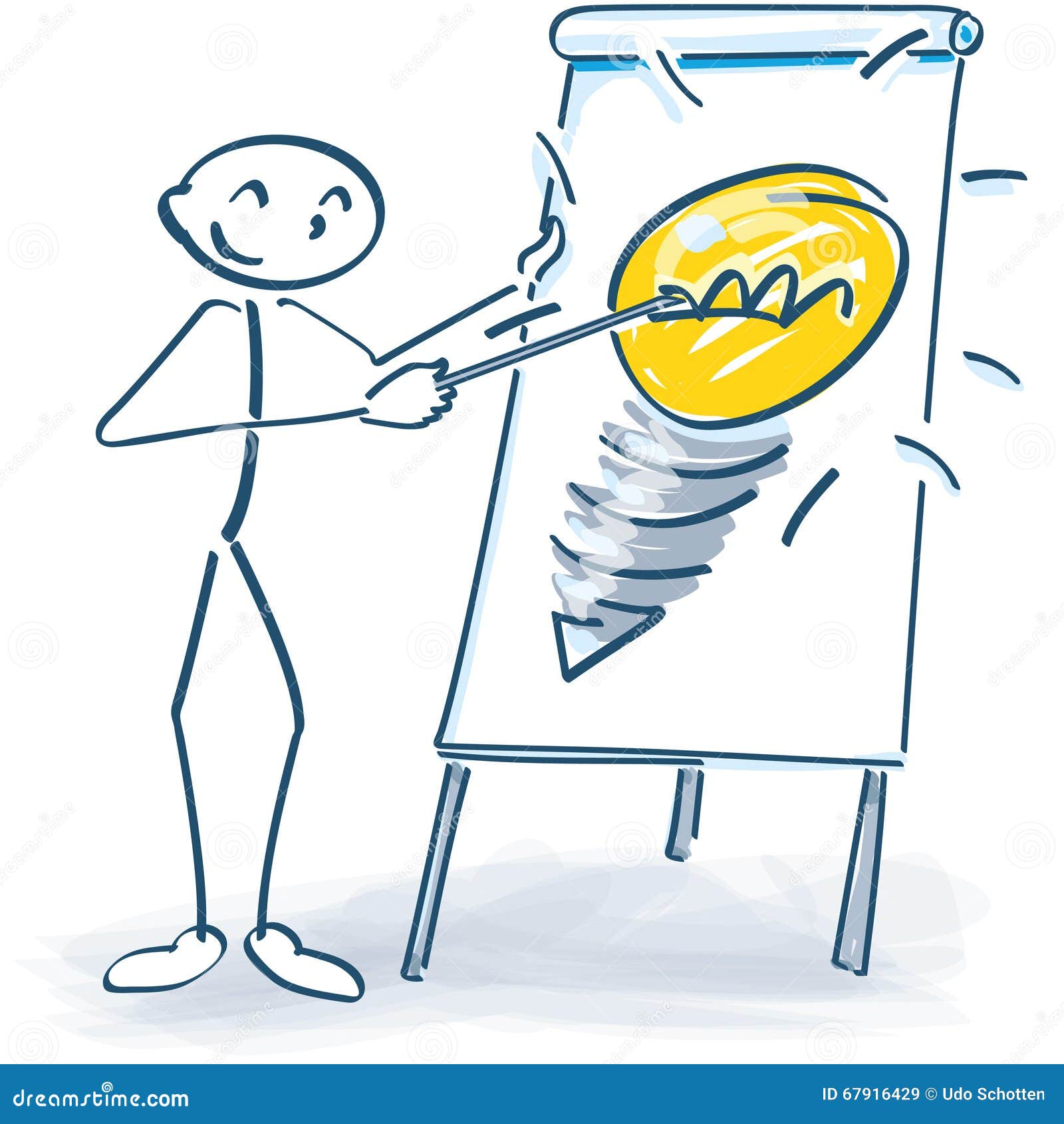 Stick Figure With A Flip Chart And Light Bulb And Ideas Cartoon Vector ...