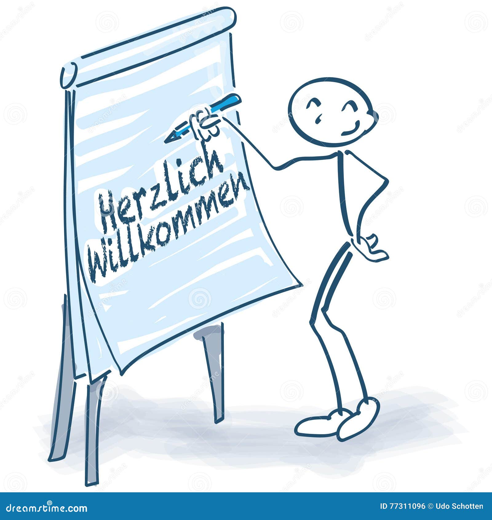Stick Figure with a Flip Chart and Welcome Stock Vector - Illustration ...
