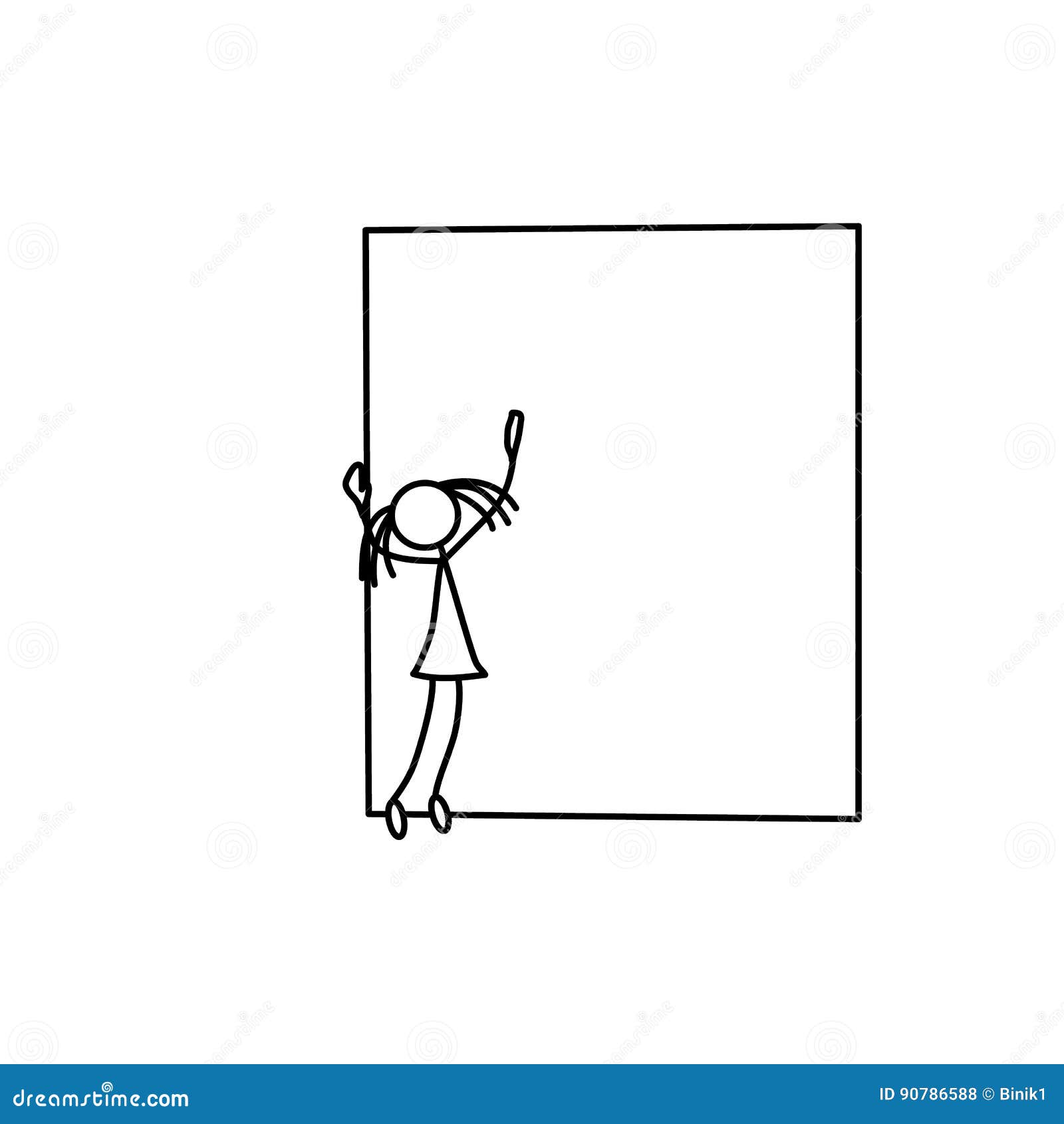 Stick figure girl drawing stock vector. Illustration of drawing - 90786588