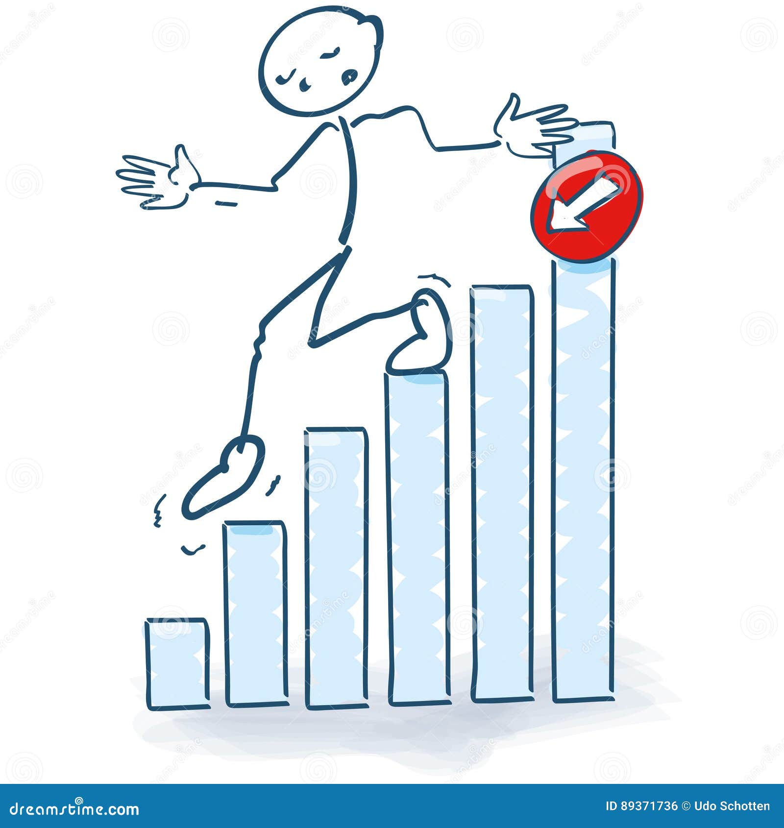 Stick Figure Going The Bar Graph Downstairs Vector Illustration ...