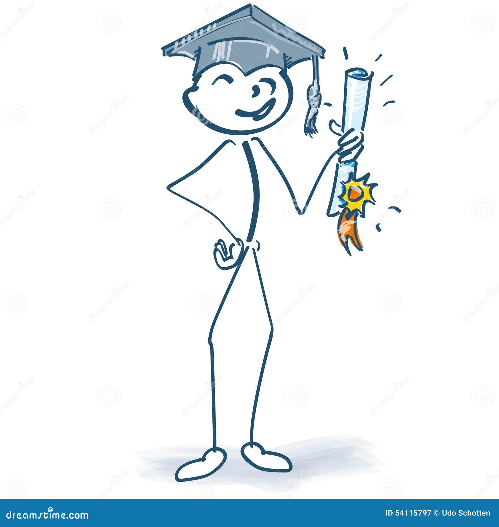 Stick Figure With Graduation Cartoon Vector | CartoonDealer.com #54115797