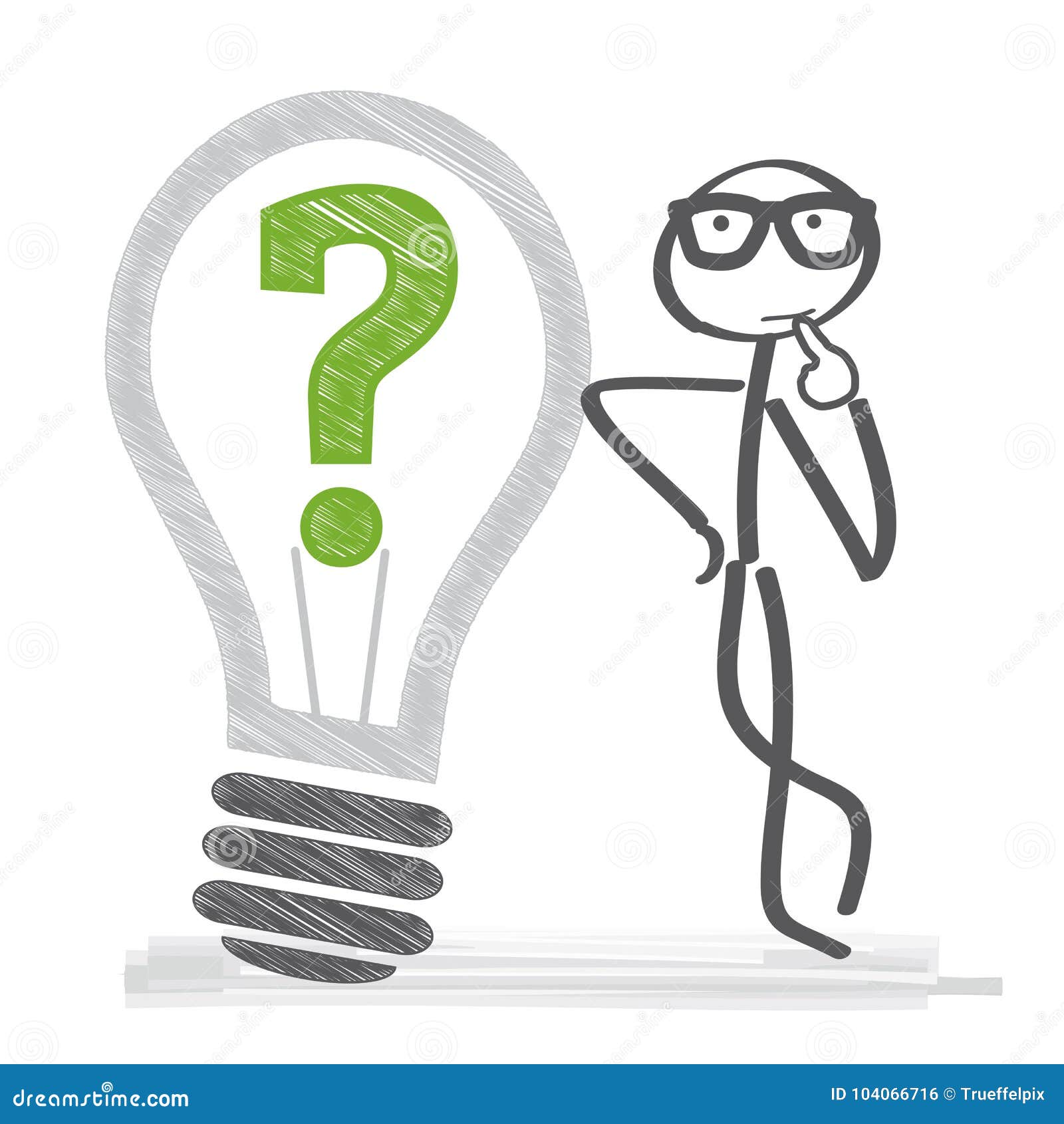 Stick Figure in His Office Thinking Stock Illustration - Illustration ...