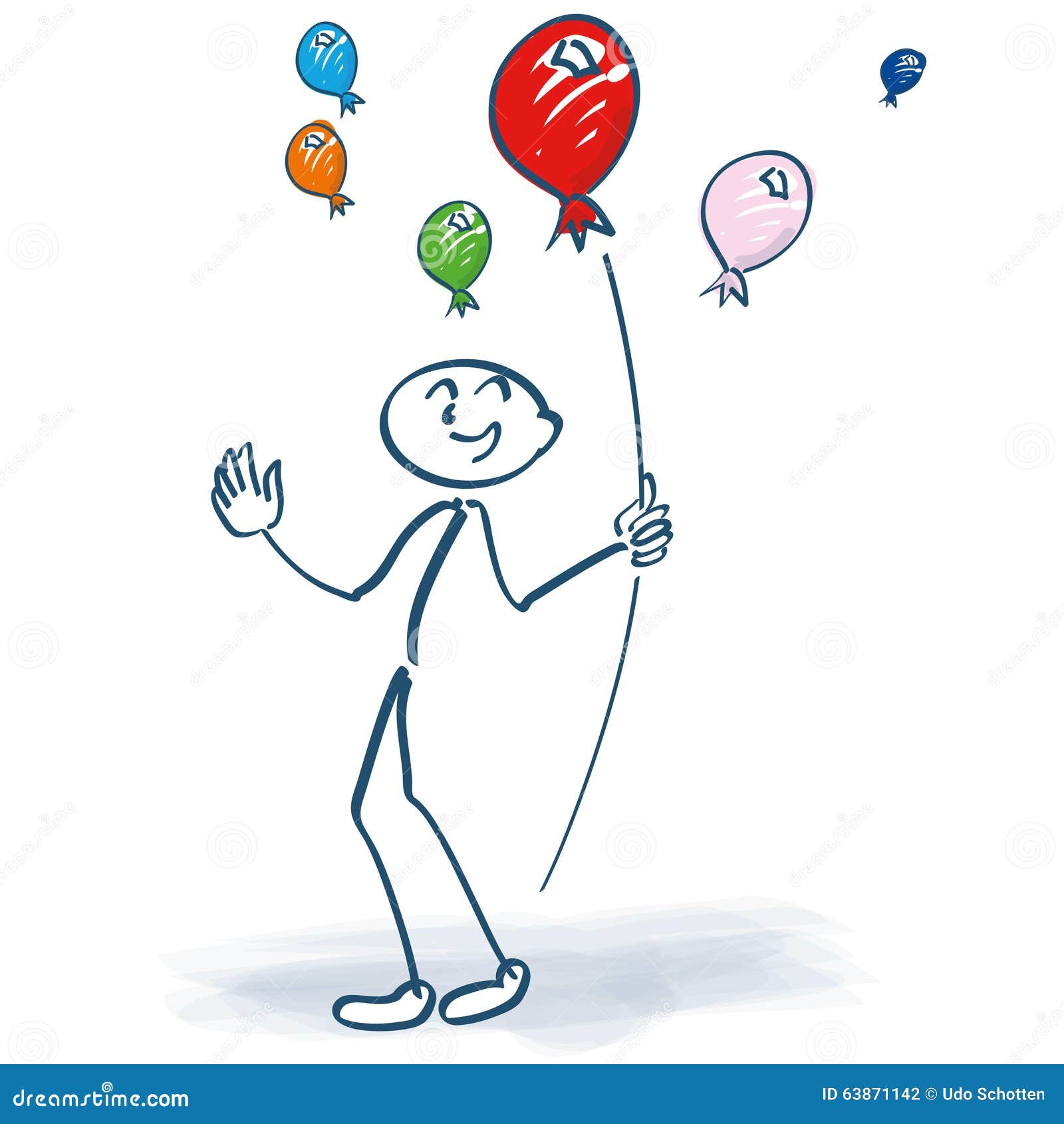 Stick Figure Holding Balloons in the Air Stock Vector - Illustration of ...