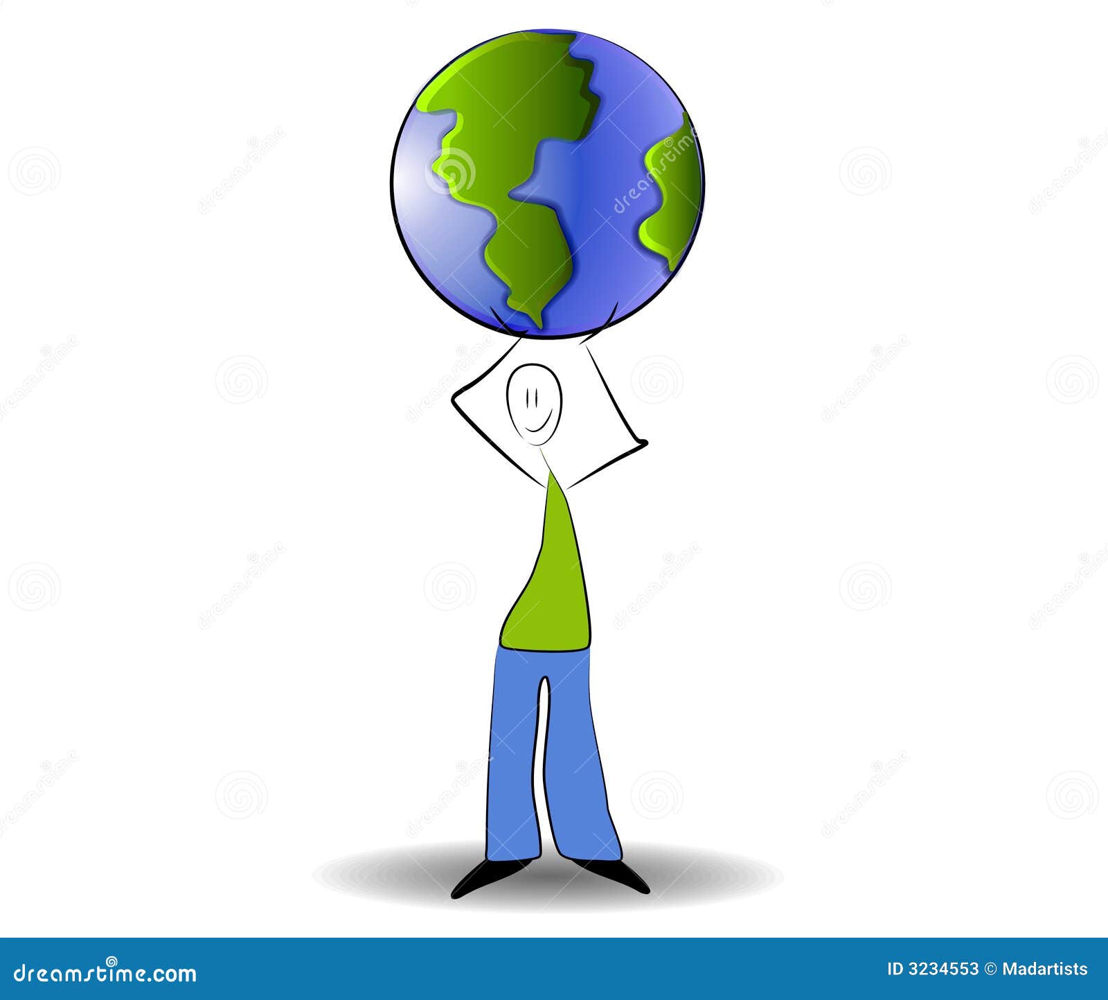 Stick Figure Holding Earth stock illustration. Illustration of people ...