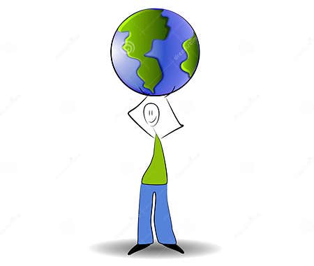 Stick Figure Holding Earth stock illustration. Illustration of people ...