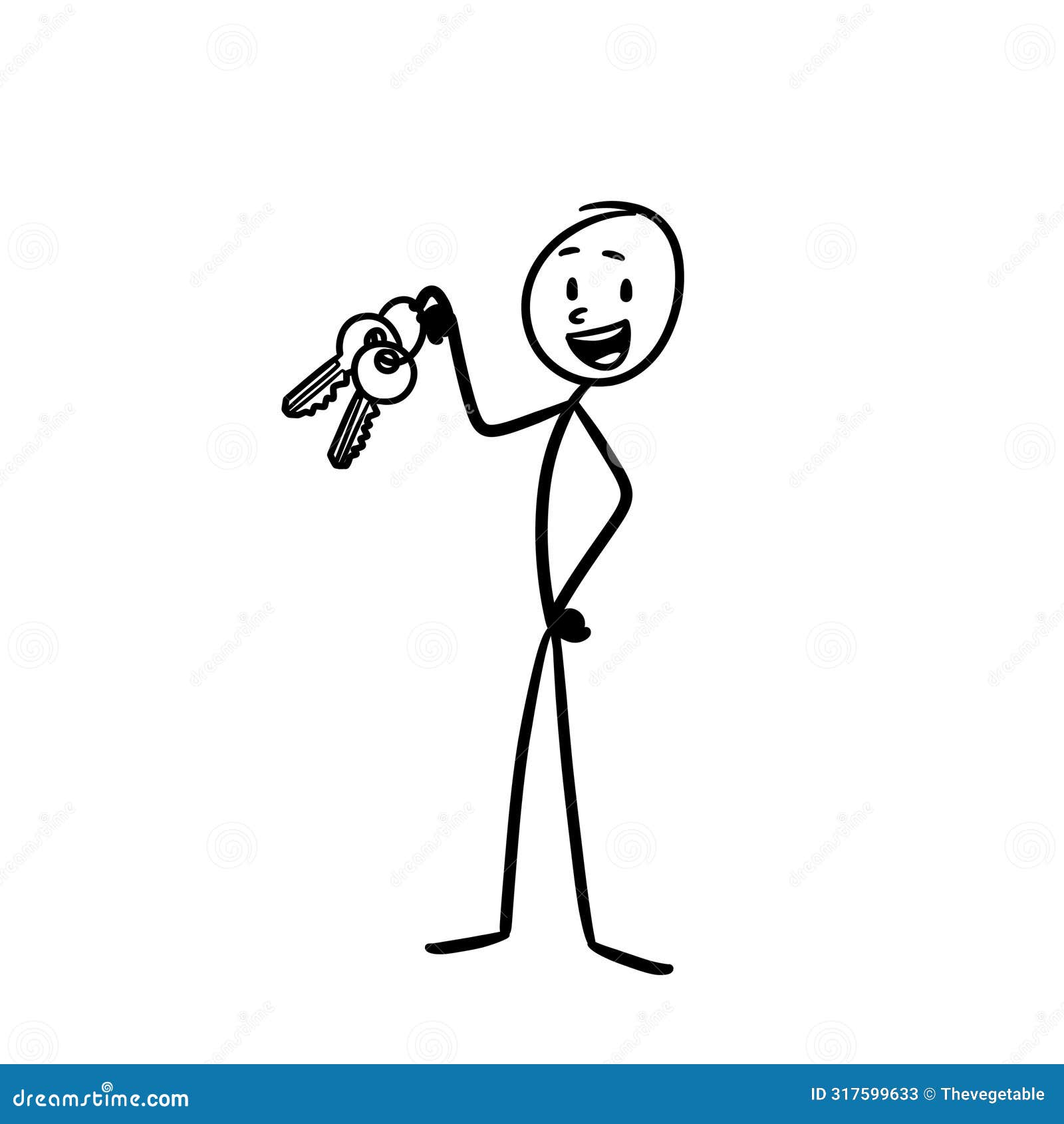 Stick Figure Holding a Large Key Stock Illustration - Illustration of ...