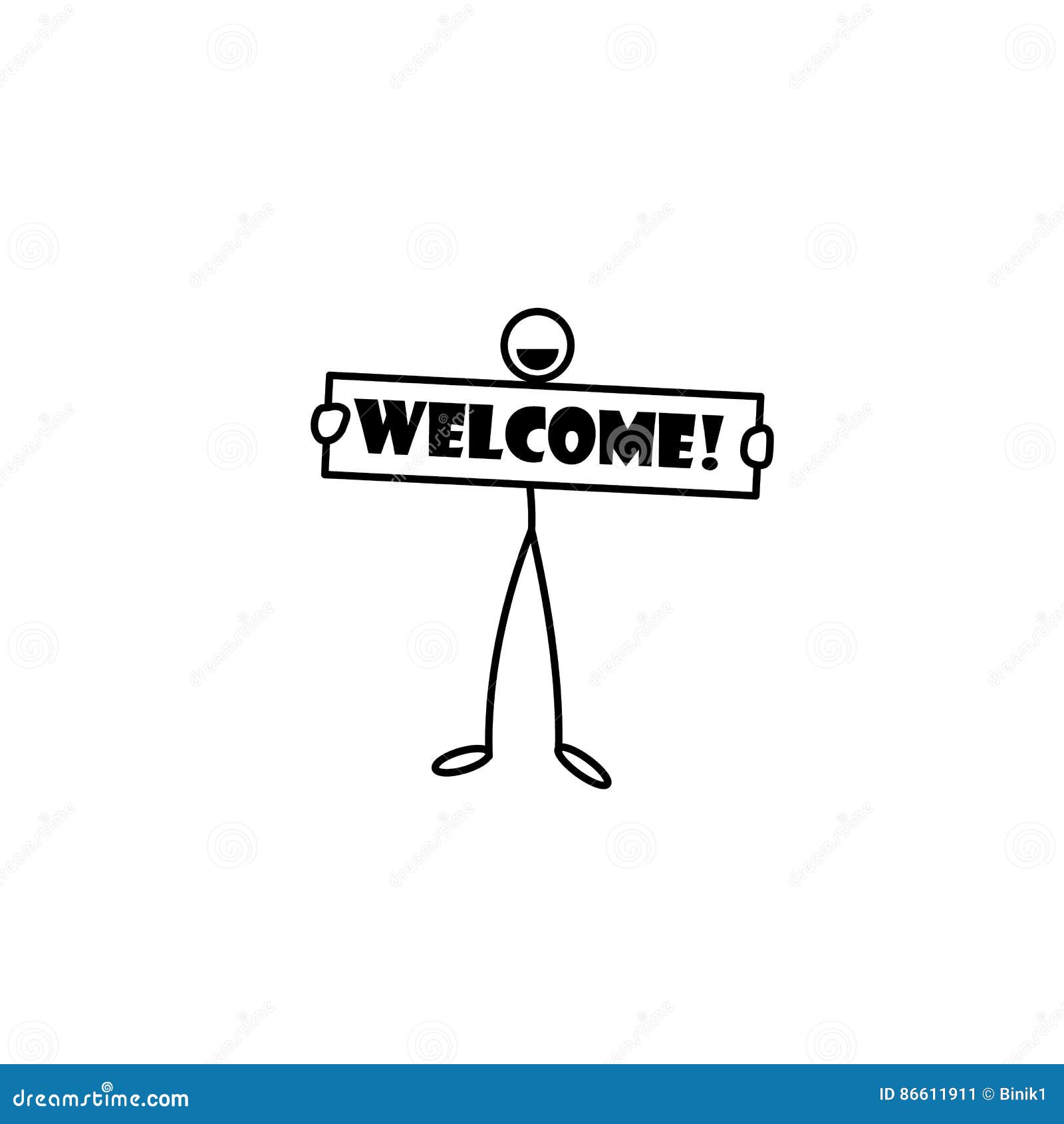Stick Figure Holding Welcome Sign Stock Vector - Illustration of ...