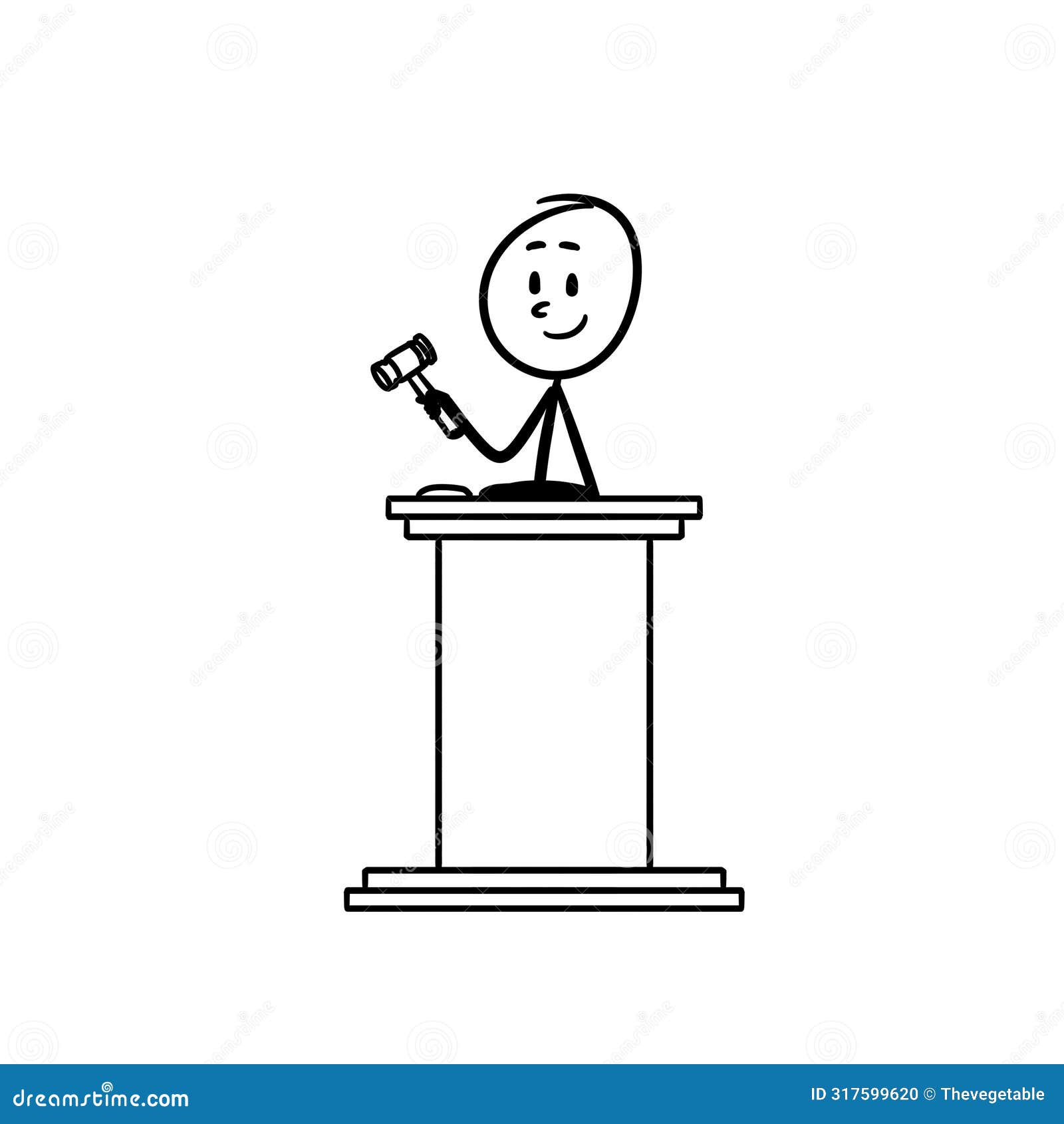 Stick Figure Judge Standing Holding Gavel Stock Photo | CartoonDealer ...
