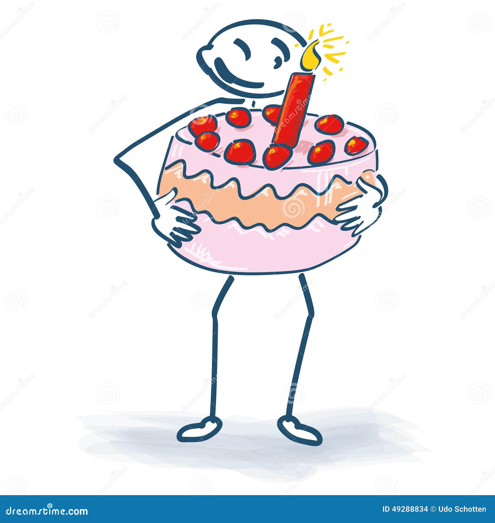 Stick Figure With A Large Sweet Pie Vector Illustration | CartoonDealer ...
