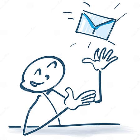 Stick Figure with Letter and E-mail Stock Vector - Illustration of ...