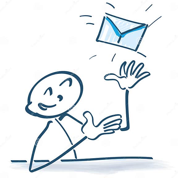 Stick Figure with Letter and E-mail Stock Vector - Illustration of ...