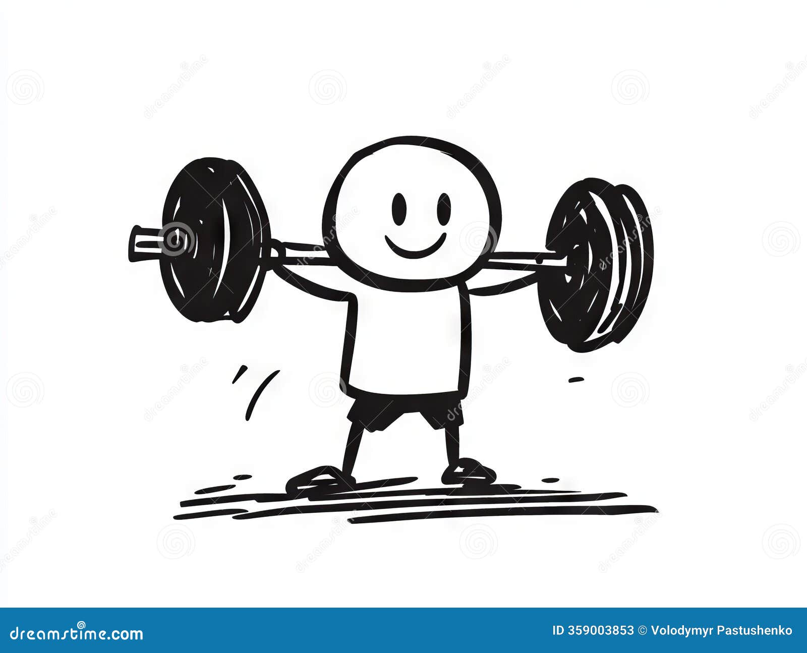A Stick Figure Lifting a Barbell in the Air Stock Illustration ...