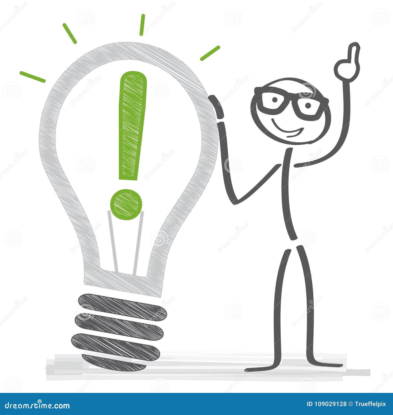 Stick Figure Lightbulb Idea Concept Doodle Stock Illustration ...