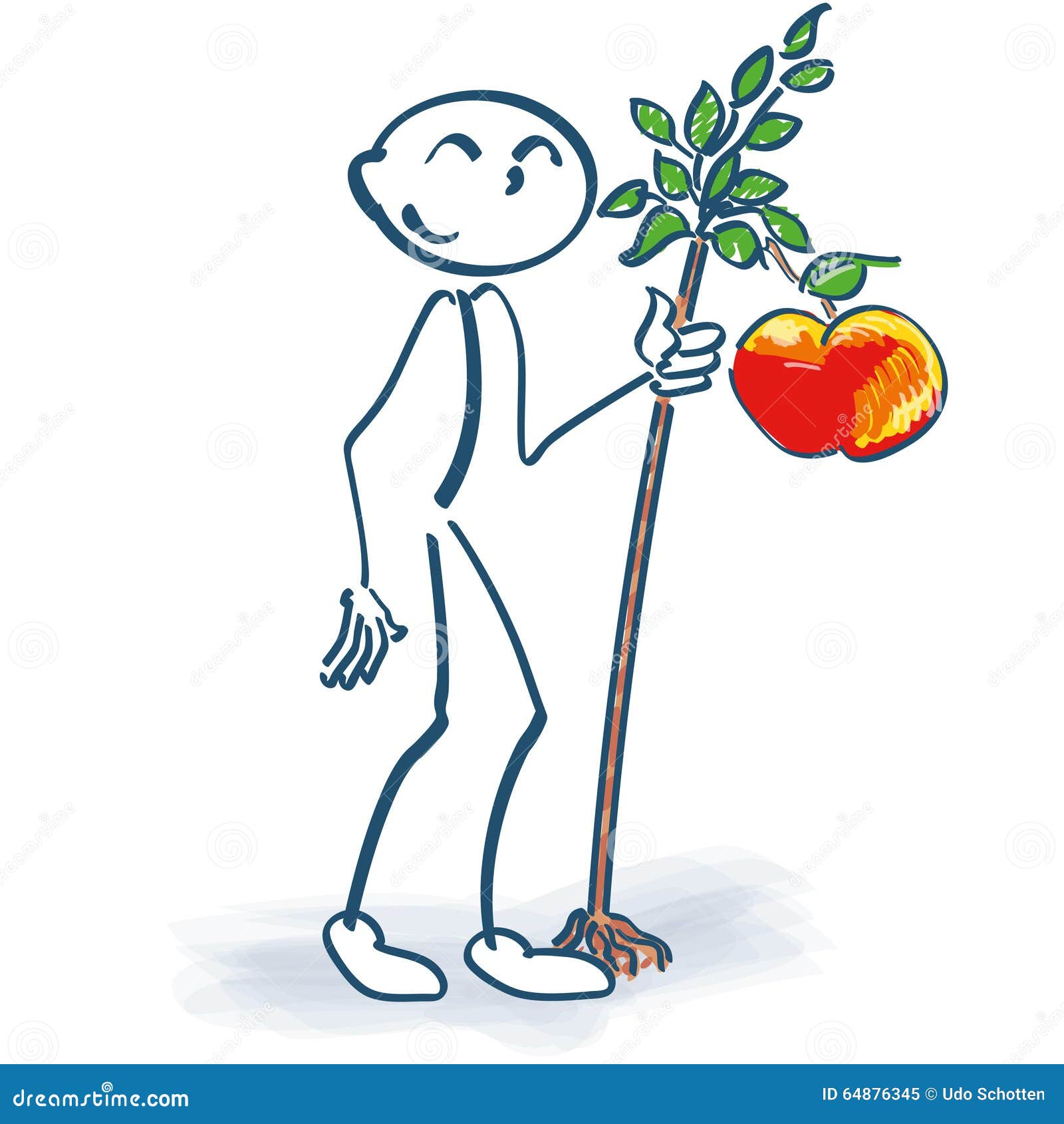 Stick Figure with a Little Apple Tree Stock Vector - Illustration of ...