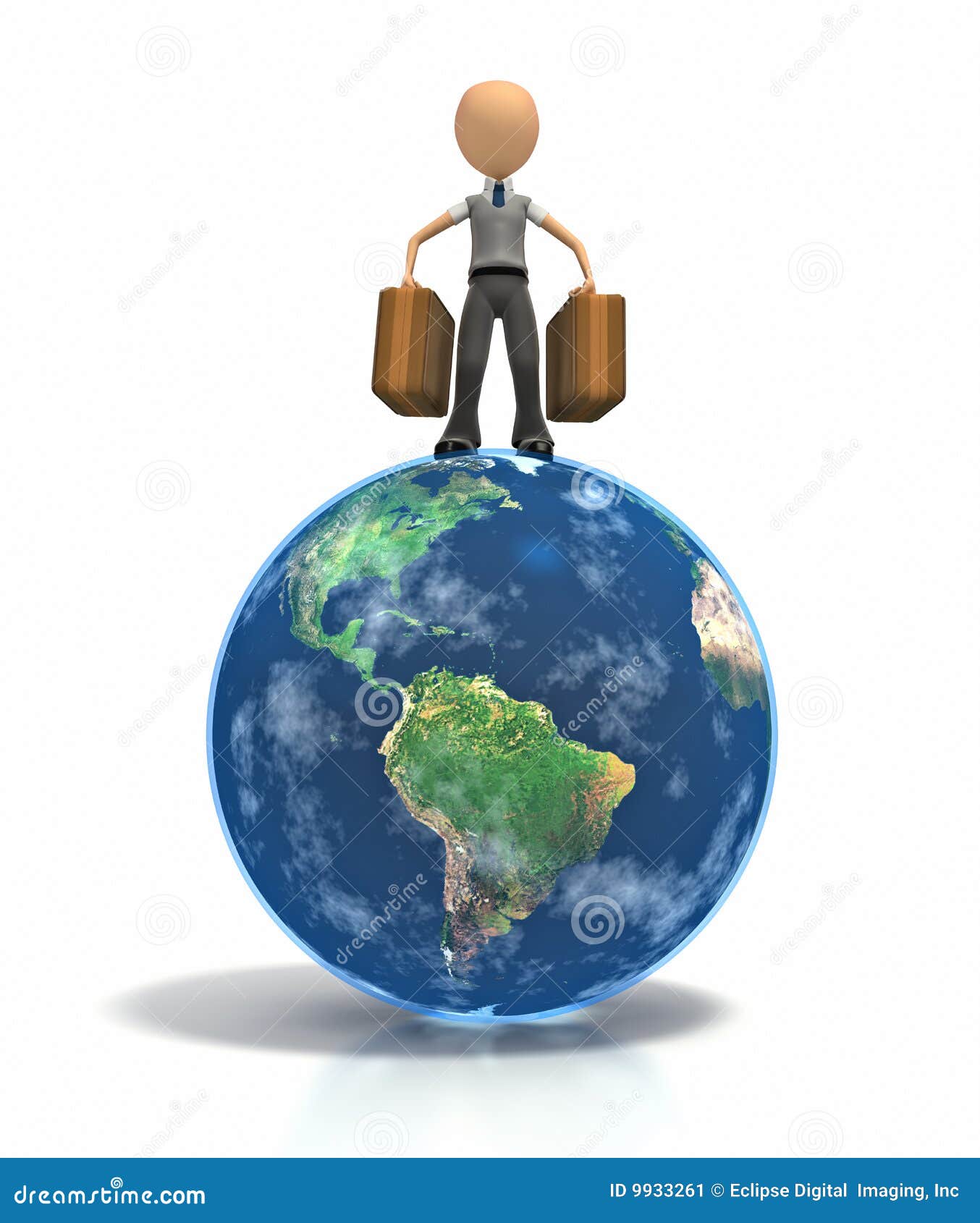 Stick Figure With Luggage On Top Of Earth Royalty-Free Stock Photo ...