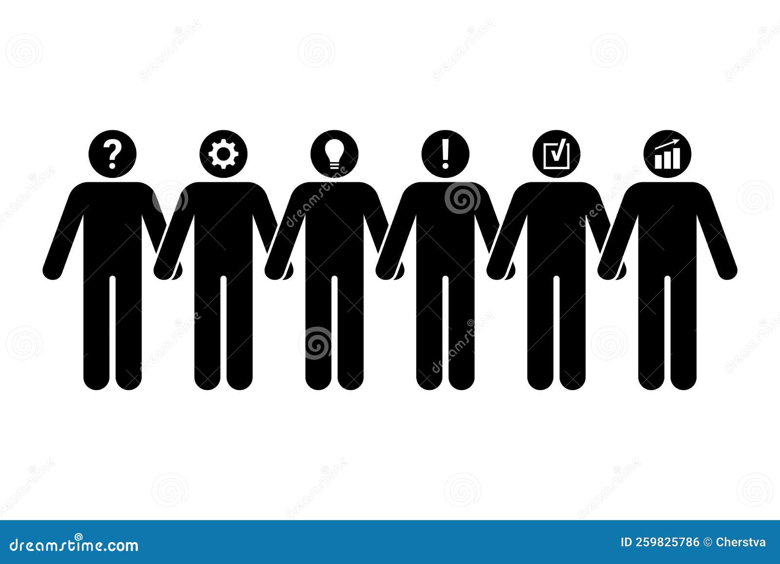 Stick Figure Man Creative Idea Teambuilding Vector Illustration Set ...