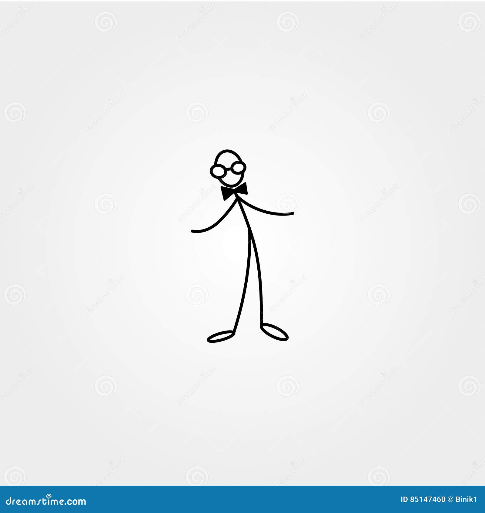 Stick Figure Man With Glasses Vector Drawing On White Background Stock Vector Illustration Of