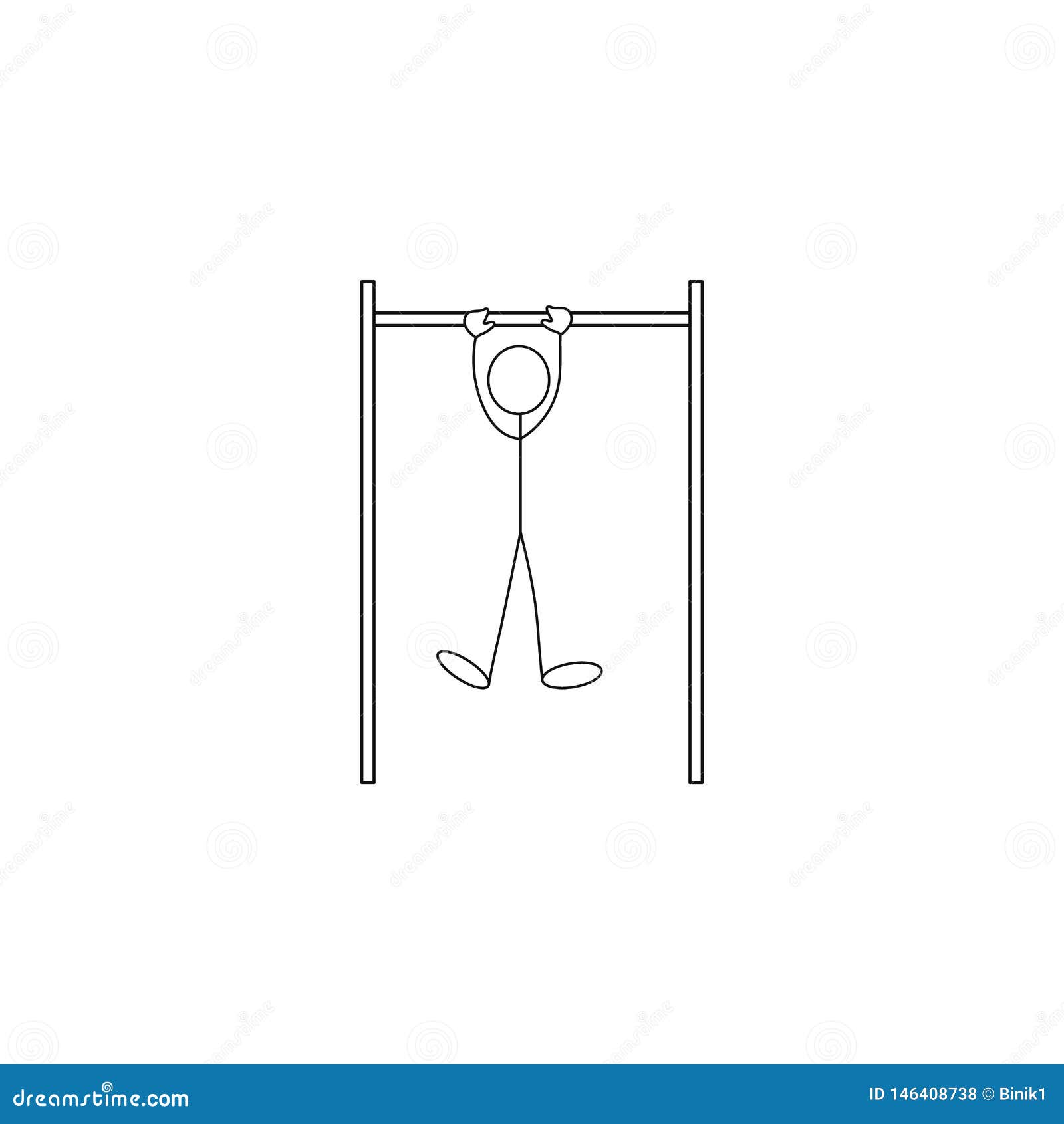 Stick Figure Man Pulling Up Pull Up on the Horizontal Bar Stock Vector ...