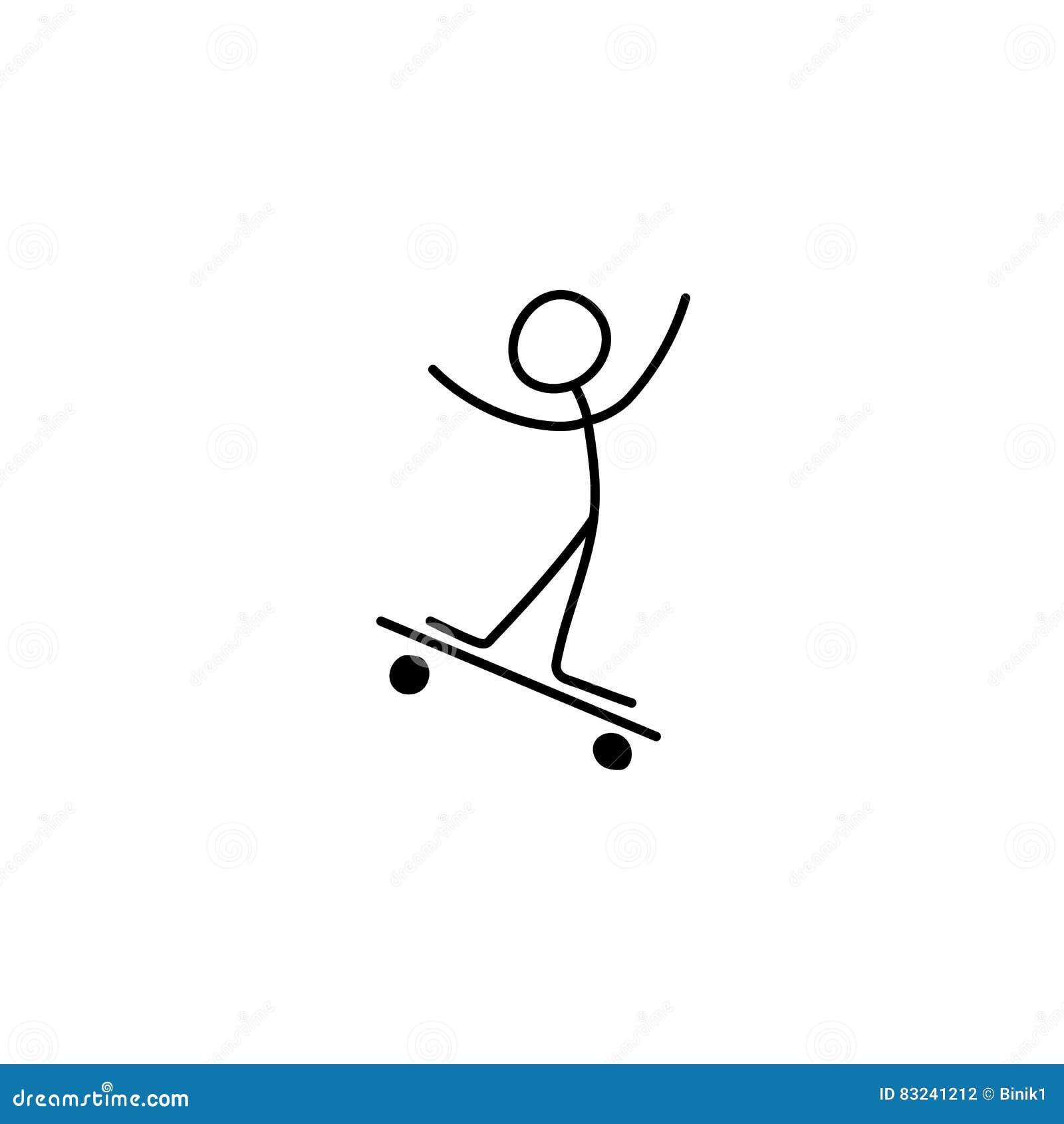 Stick Figure Man Skating on Skateboard Stock Vector - Illustration of ...