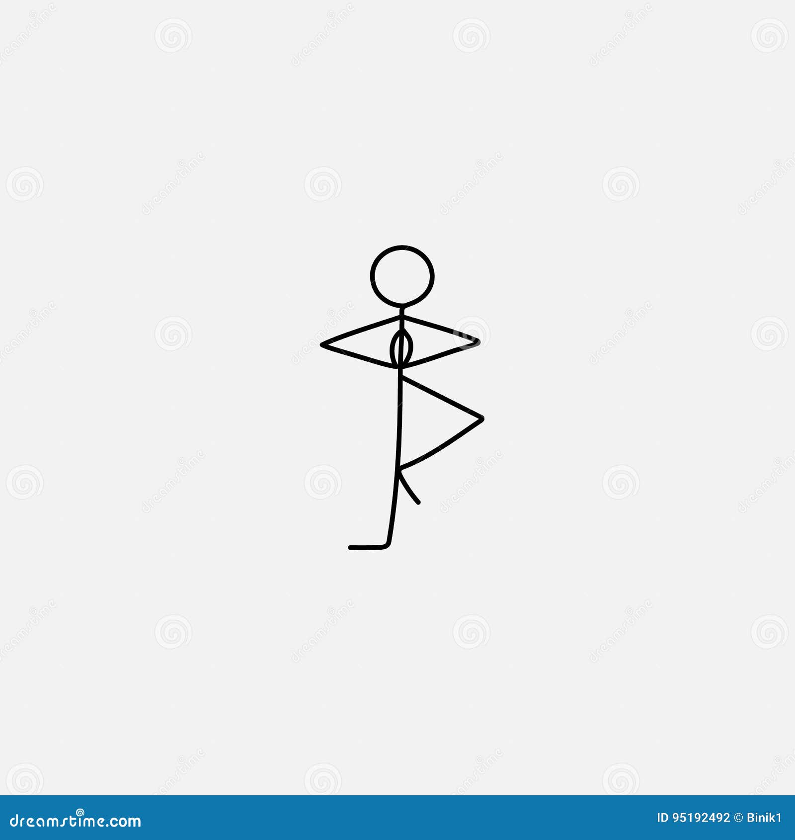 Stick Figure Man Standing on a Leg and Concentrate Stock Vector ...