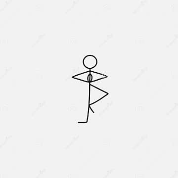 Stick Figure Man Standing on a Leg and Concentrate Stock Vector ...