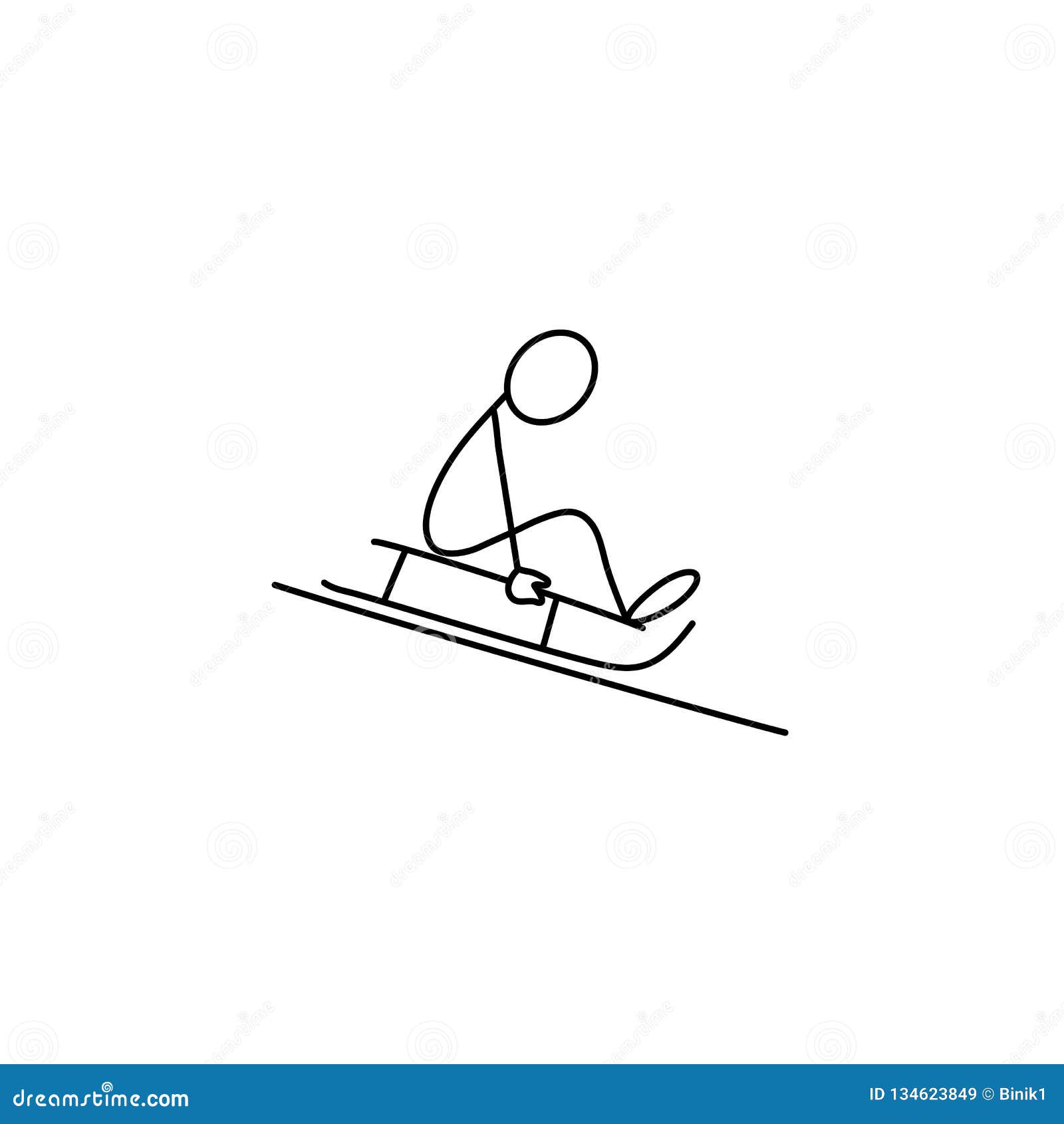 Stick Figure Man Vector Sledging Down Stock Vector - Illustration of ...