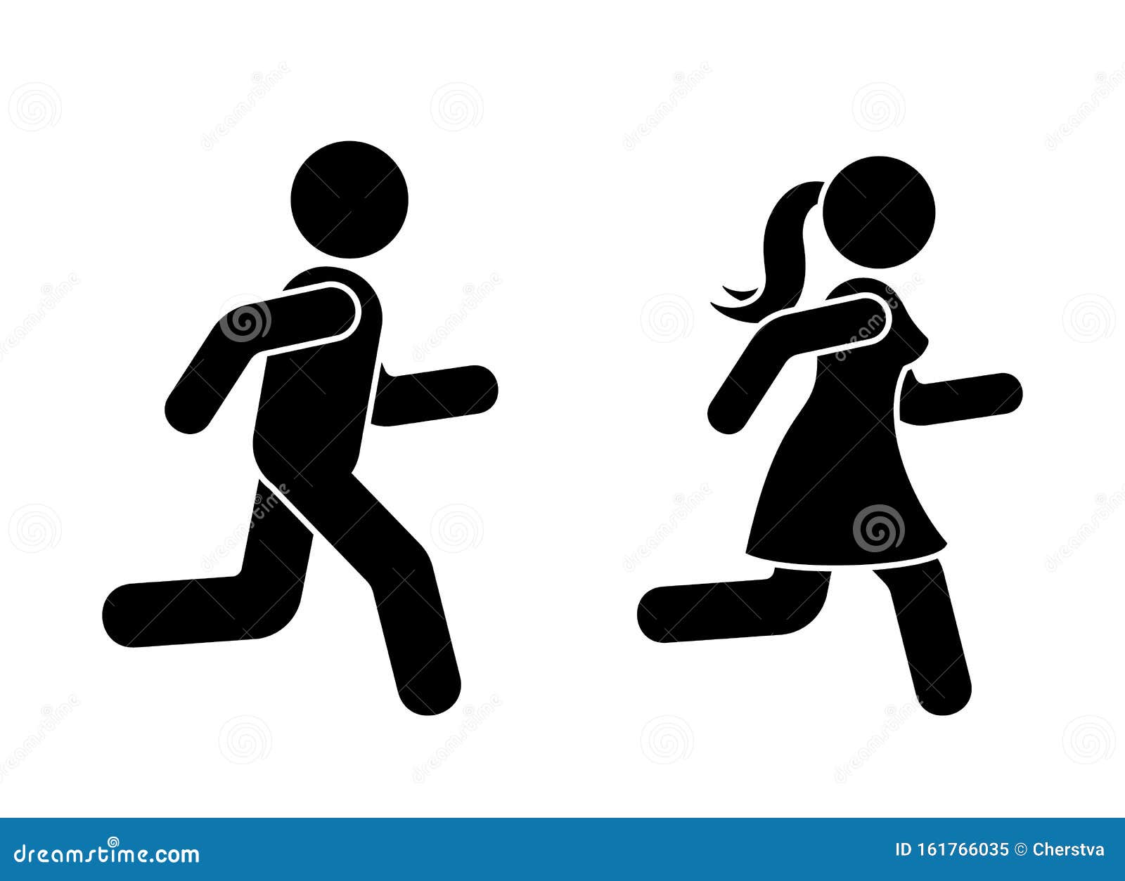 Stick Figure Man and Woman Running Icon Vector Pictogram. Boy and Girl ... Stick Figure Man and Woman Running Icon Vector Pictogram. Boy and Girl ...