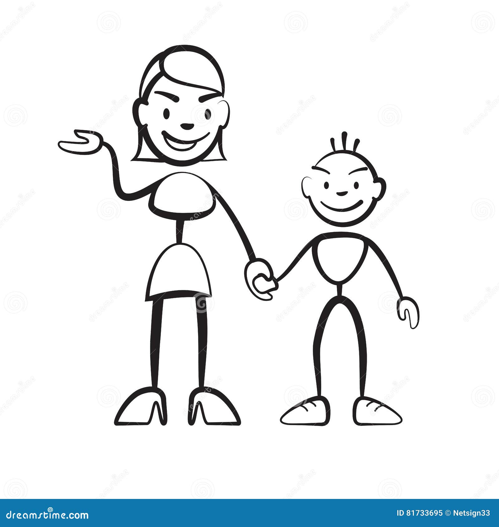 Stick Figure Mother with Son Greeting Stock Vector - Illustration of ...