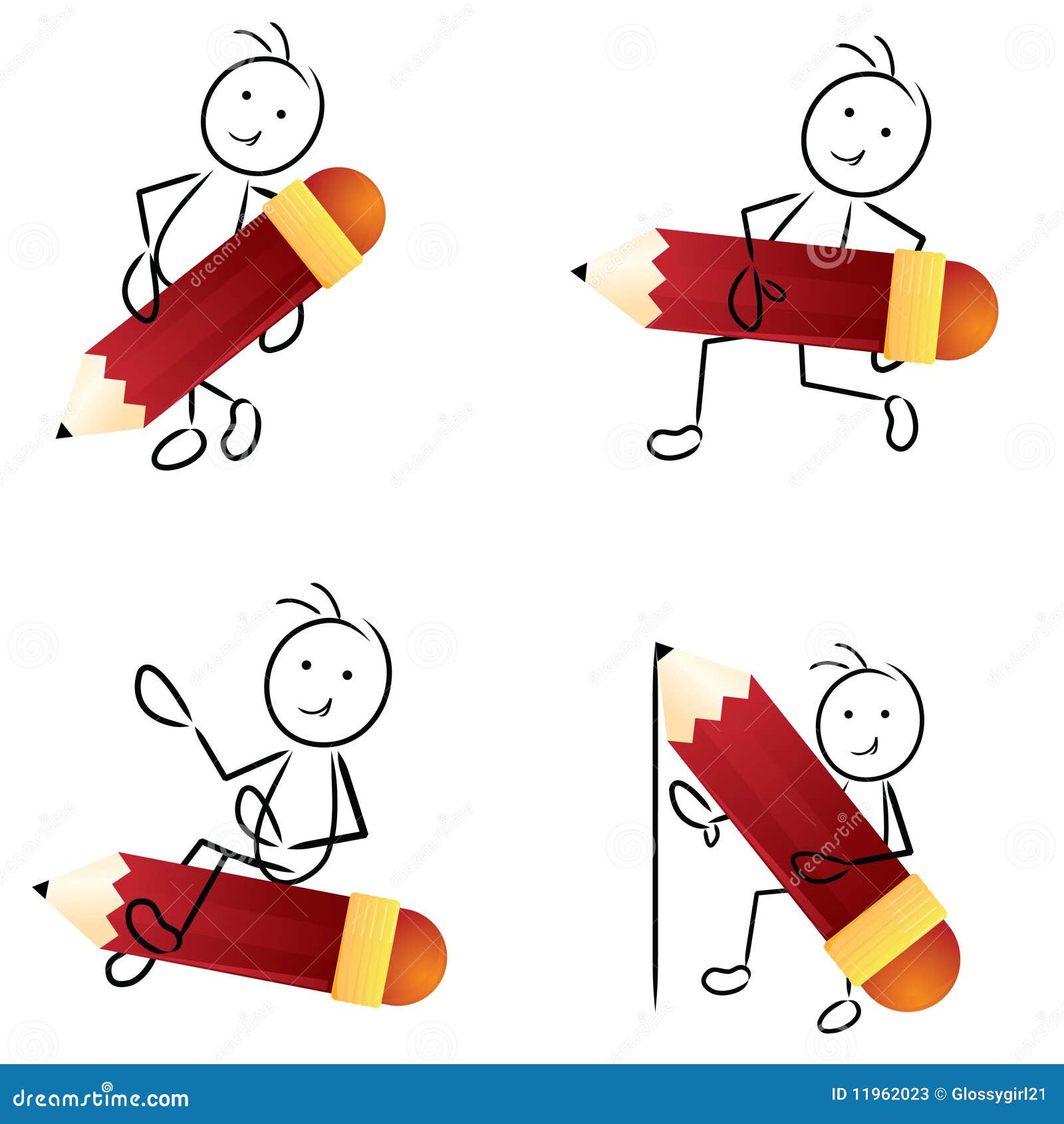 Stick figure with pencil stock vector. Illustration of concept - 11962023