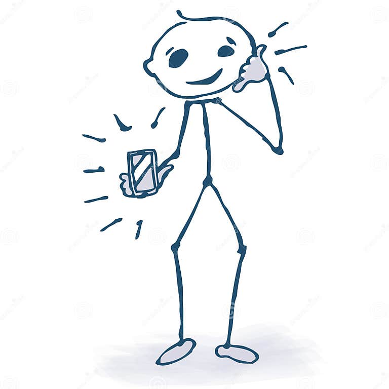 Stick figure with phone stock vector. Illustration of creativity - 45973473