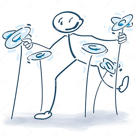 Stick Figure with Plates, Controlling and Multitasking Stock Vector ...