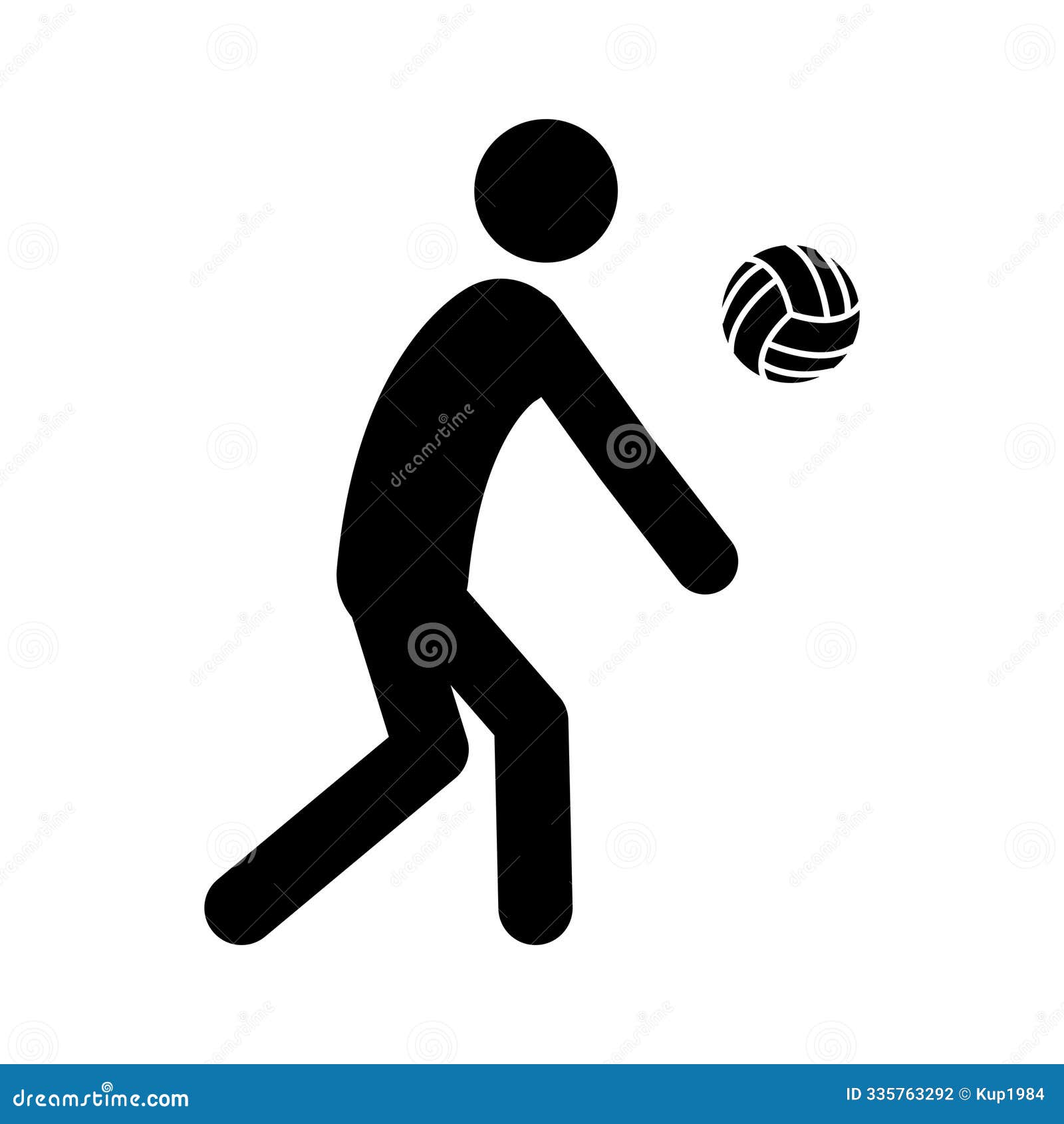 Stick Figure Playing Volleyball, Flat Vector Illustration Stock ...