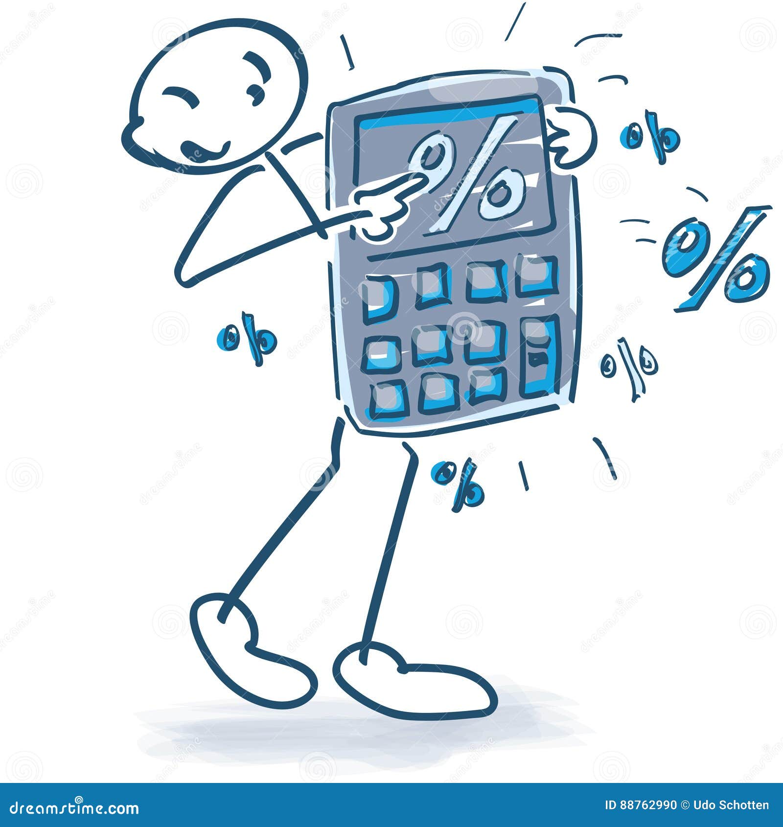 Stick Figure With A Pocket Calculator And Percentages Vector ...