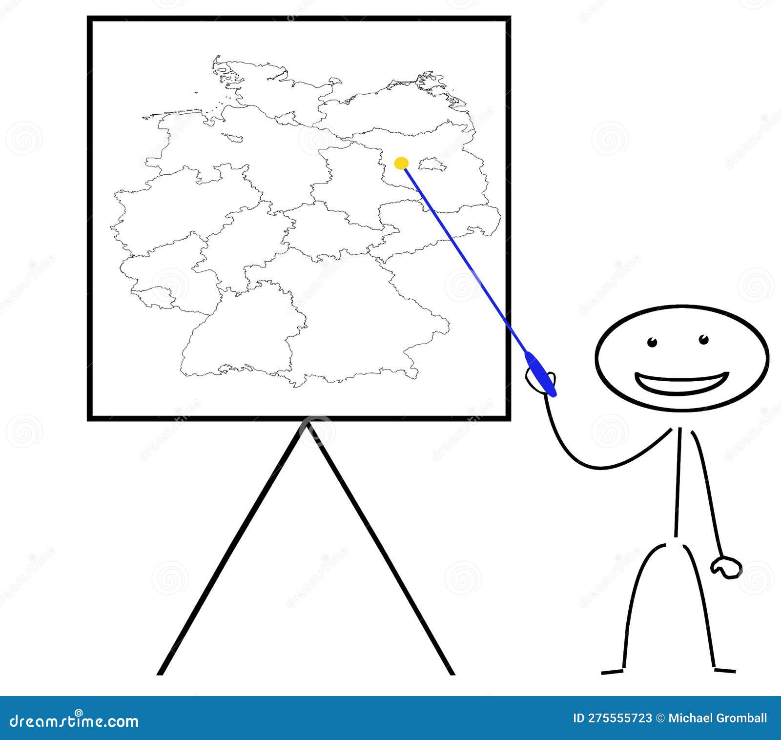 Stick Figure Points with Stick on Map of Germany Stock Illustration ...
