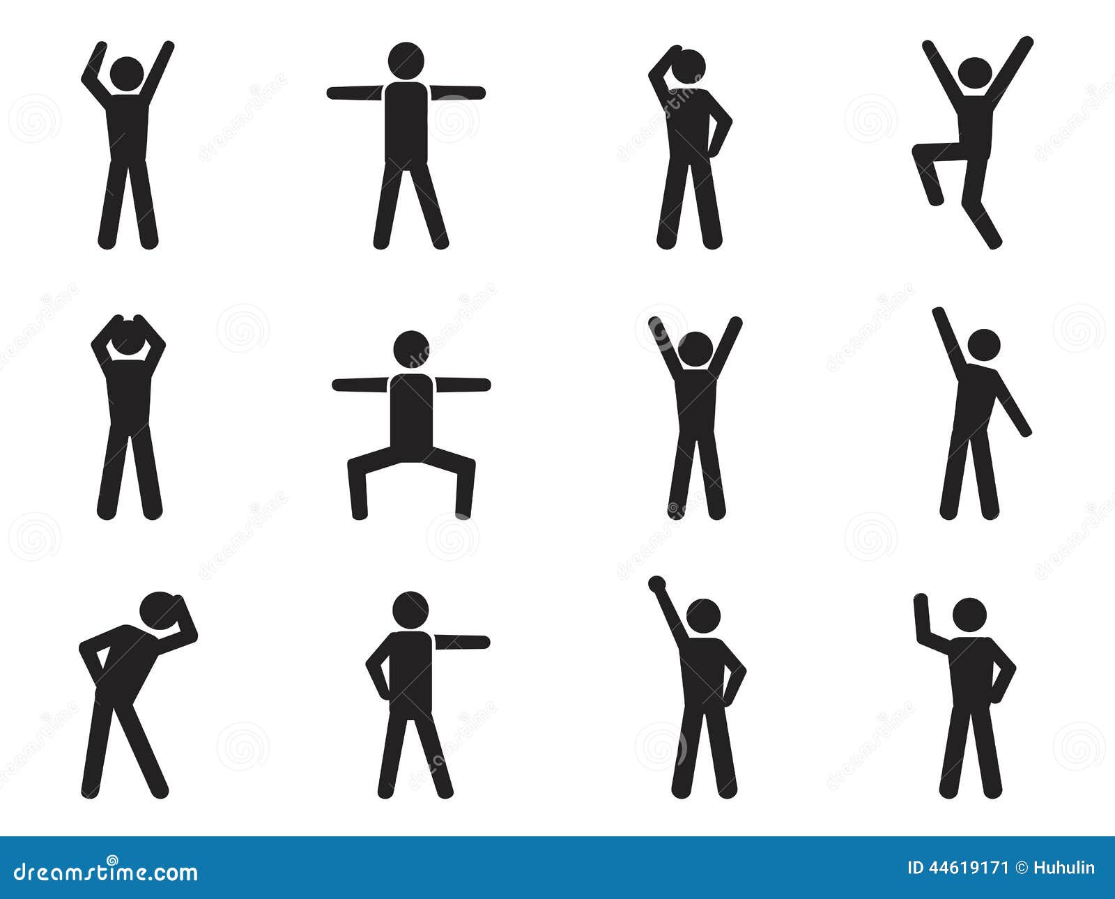 Stick Figure Posture Icons Cartoon Vector | CartoonDealer.com #44619171