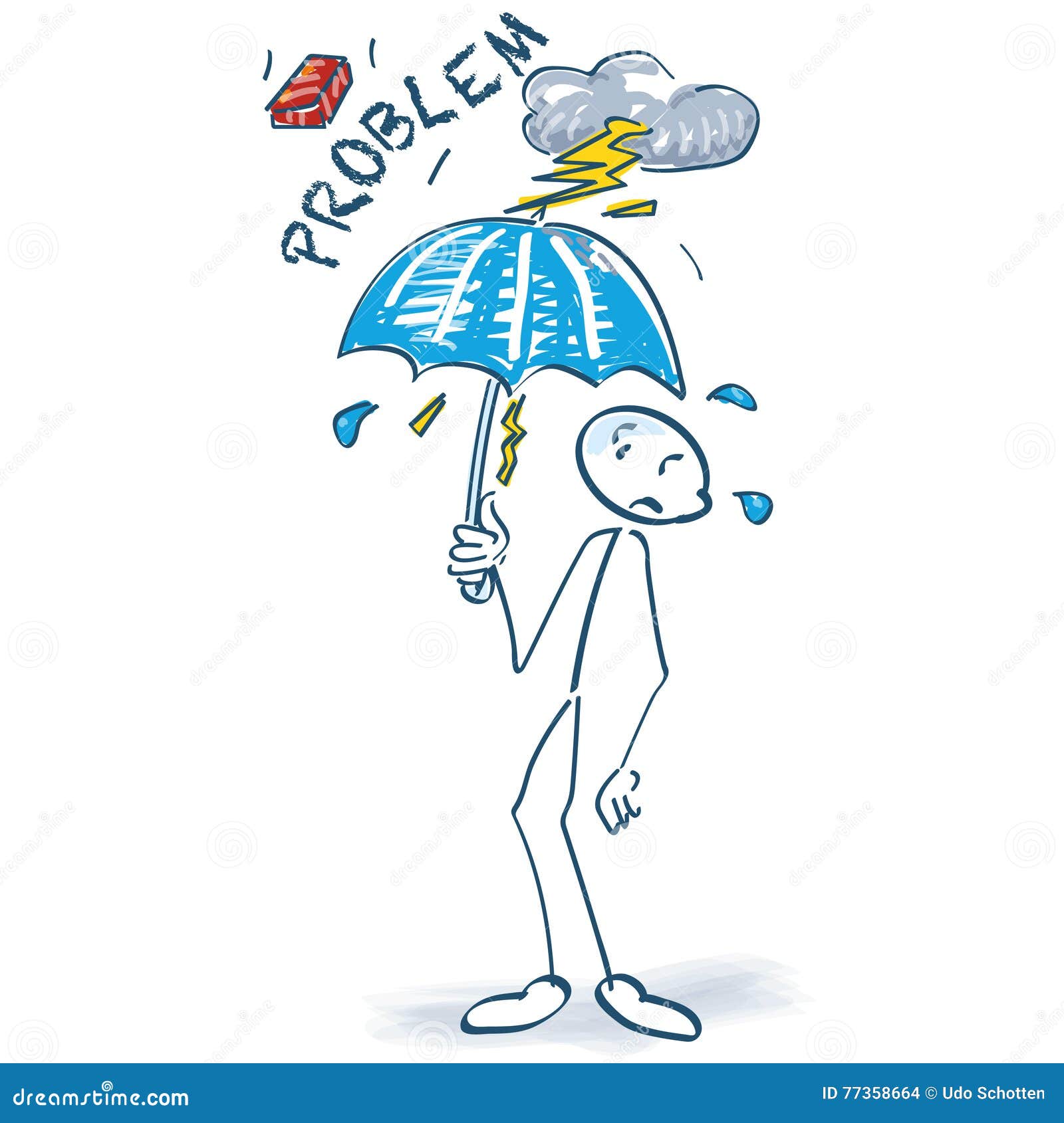 Stick Figure with Problems and Umbrella Stock Vector - Illustration of ...
