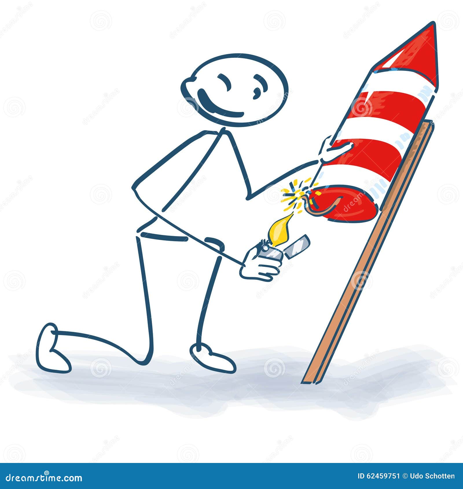 Stick figure with a rocket stock vector. Illustration of concept - 62459751