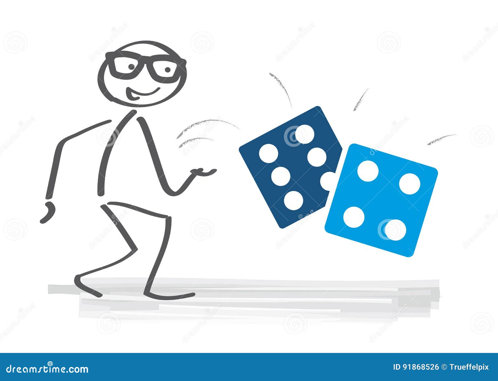 Stick Figure Rolling the Dice Stock Illustration - Illustration of ...