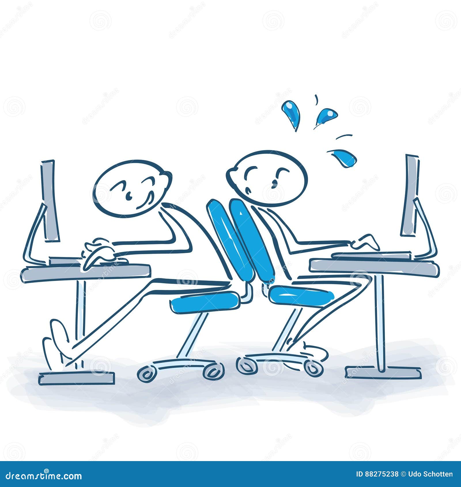 Stick Figure with Rolling Office Chair Stock Vector - Illustration of ...