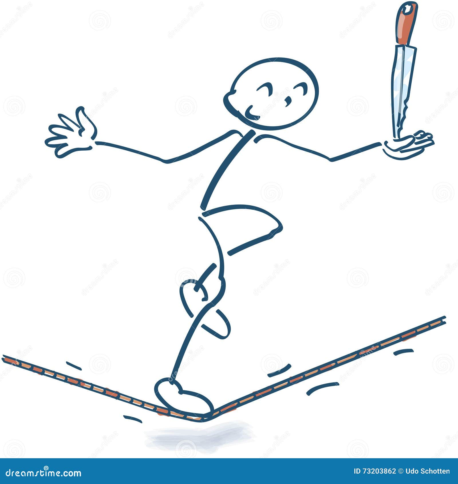 Stick Figure on the Rope with a Knife Stock Vector - Illustration of ...
