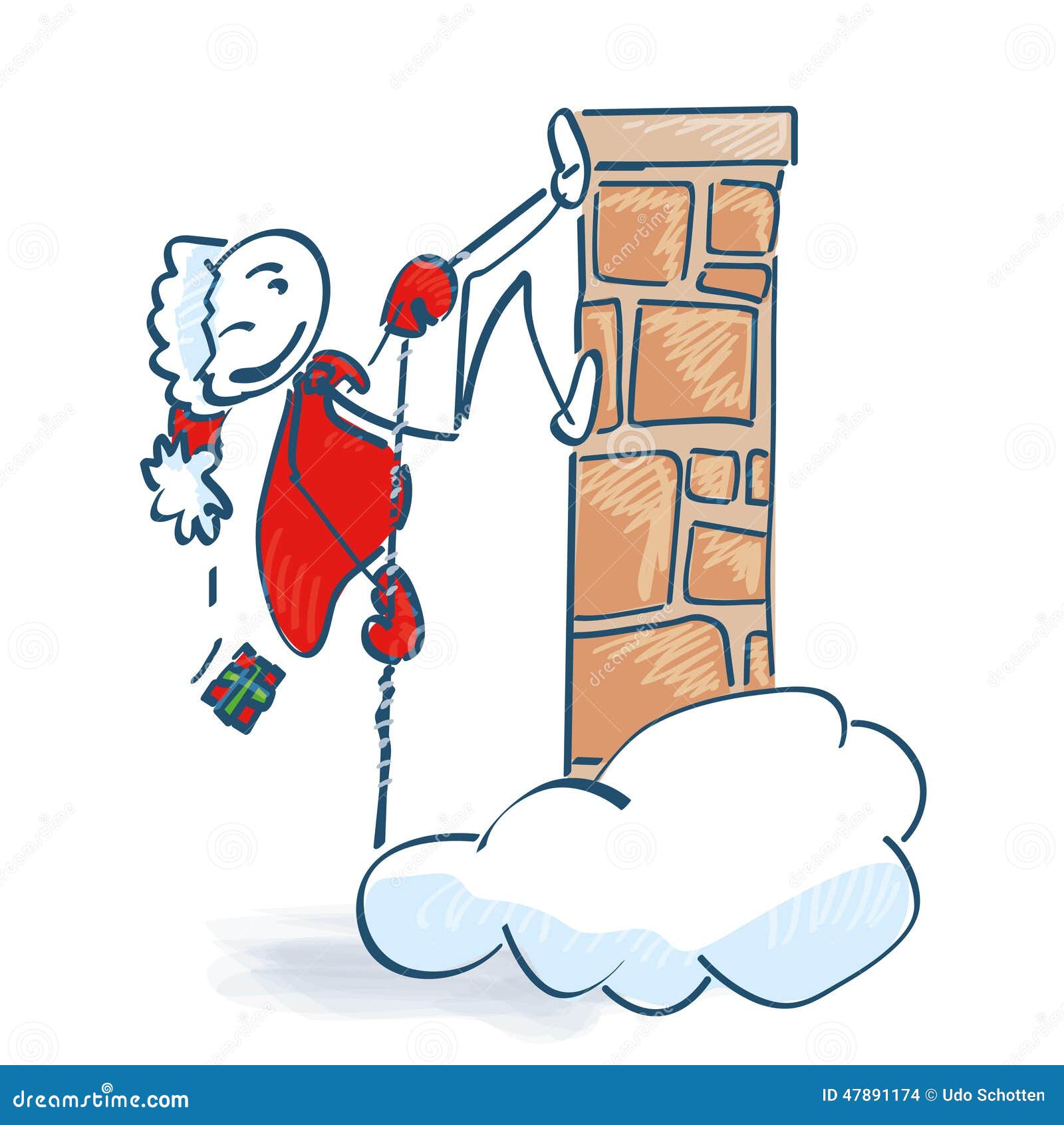 Stick Figure Santa Goes High at the Stone Stock Vector - Illustration ...