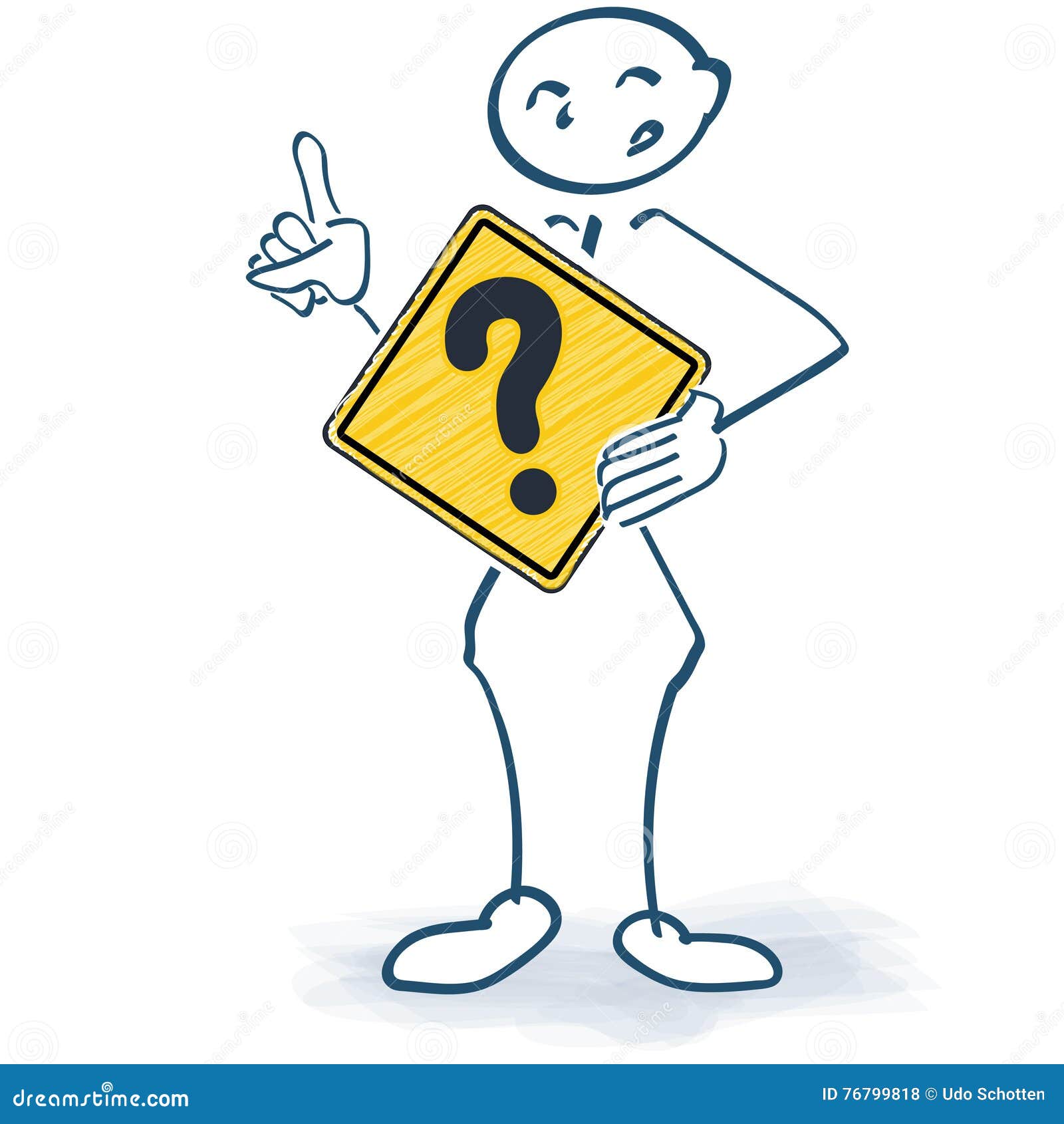 Stick Figure with a Sign with a Question Mark in Front Stock Vector ...
